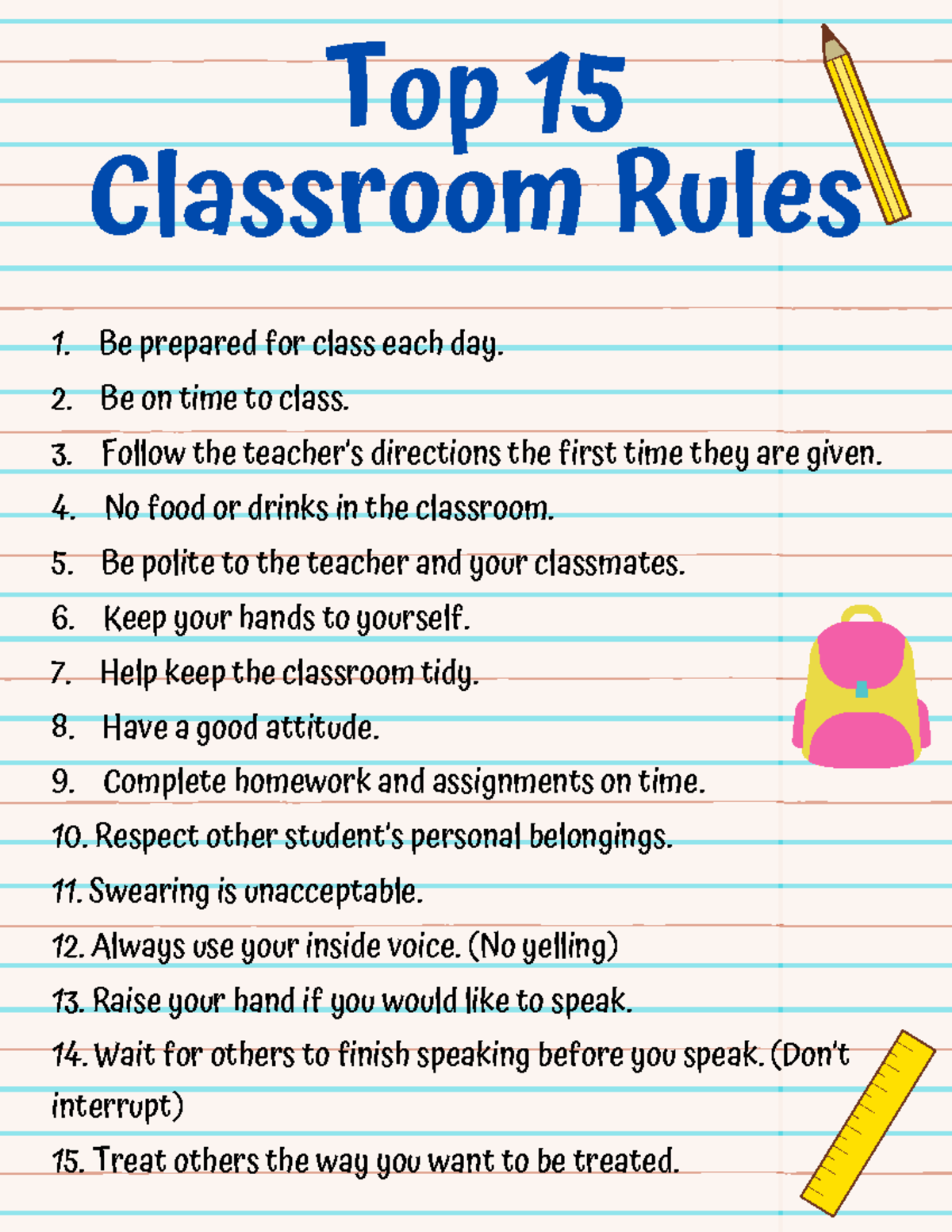 Top 15 Classroom Rules - Essential Guidelines for Success - Studocu