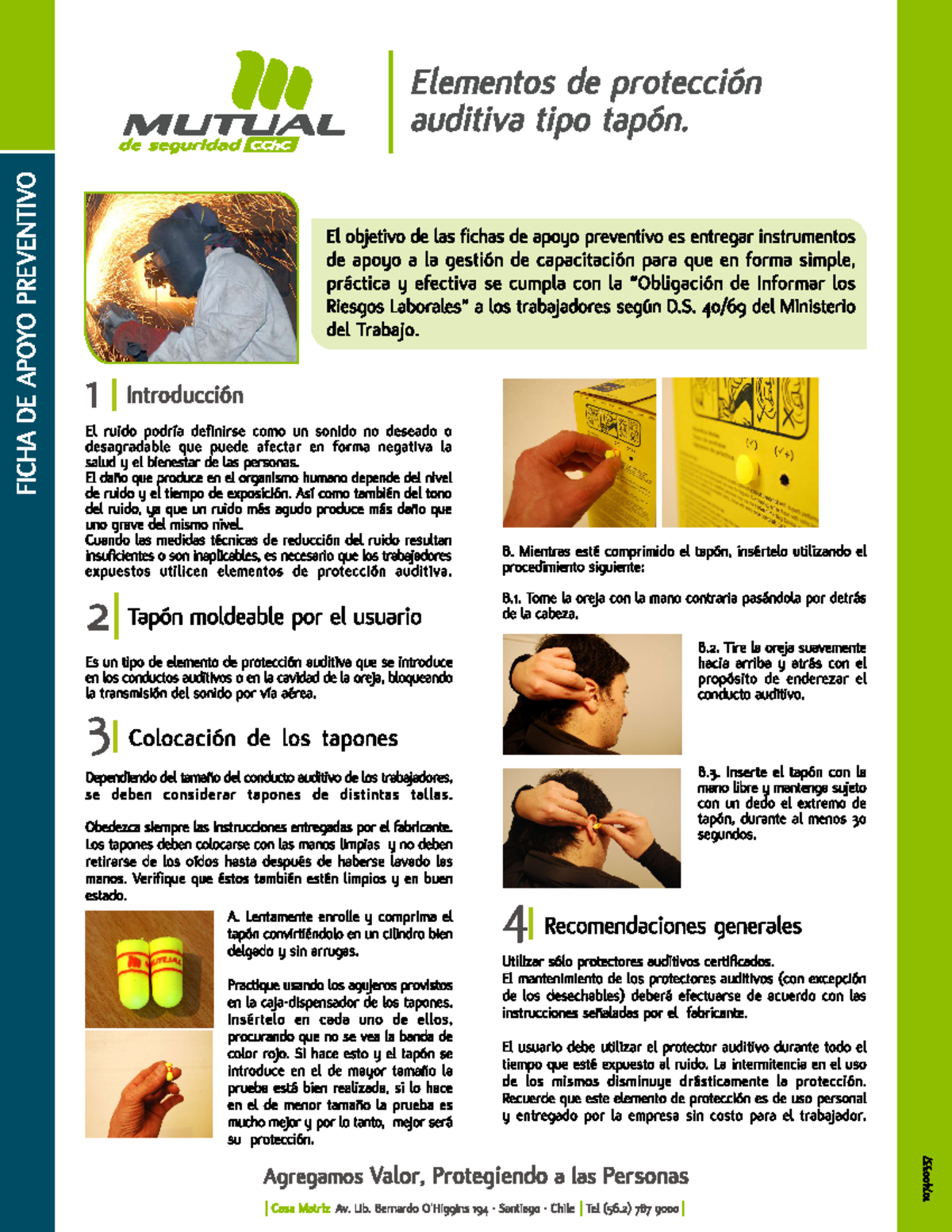 Ficha De Apoyo Preventivo - Equipo De Proteccion Auditiva-Tipo Tapon ...
