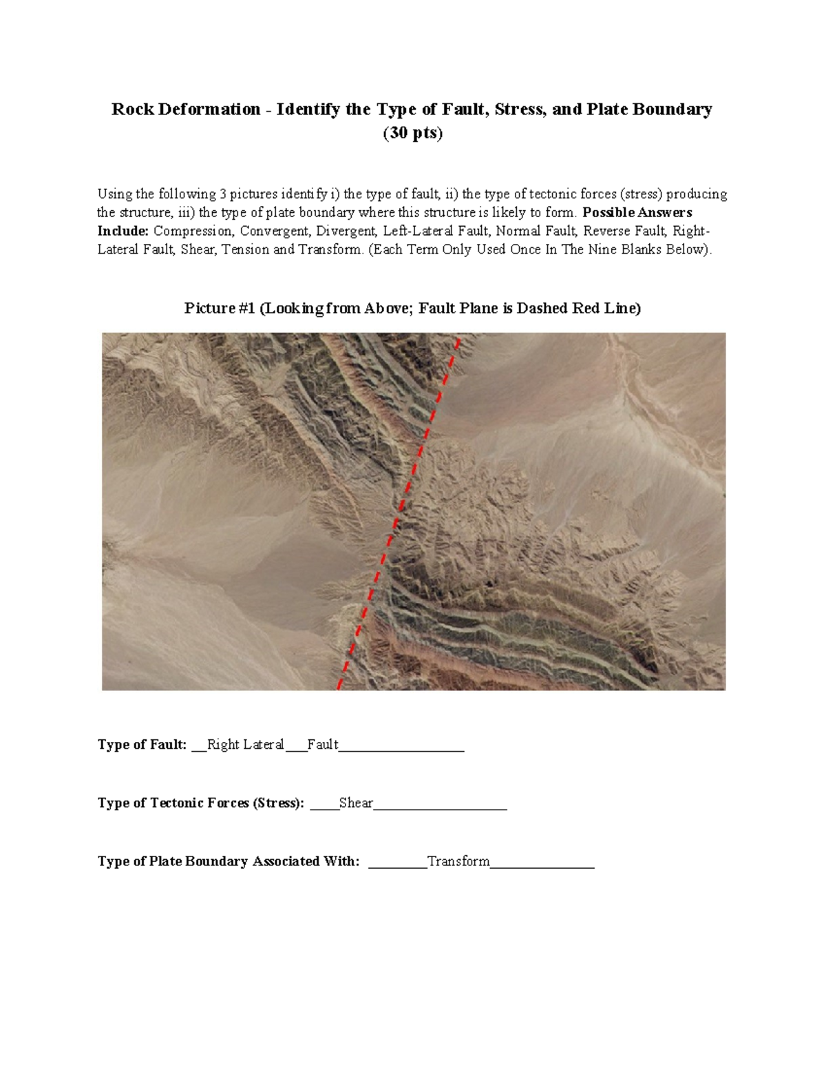 Assignment #2A: Rock Deformation Analysis of Faults and Stress Types ...