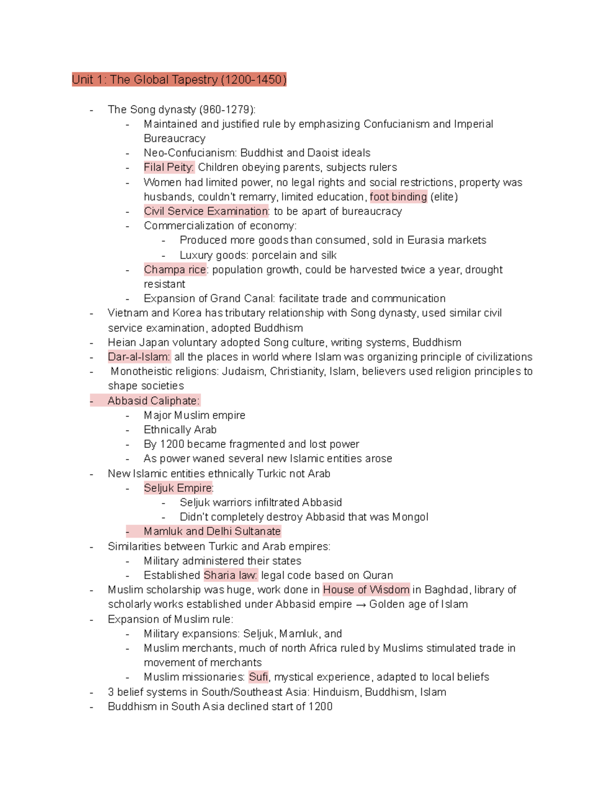 AP World: Unit 1 - The Global Tapestry and Major Civilizations - Studocu