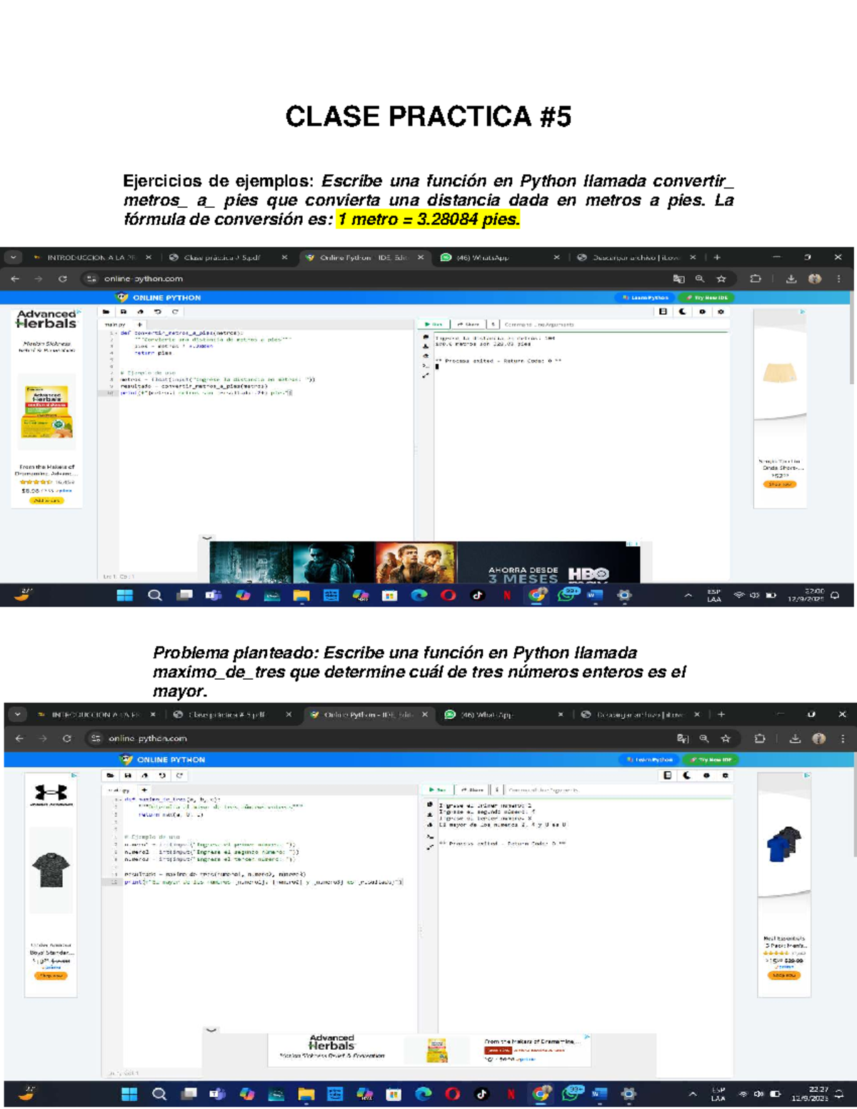 Clases Prácticas #5: Ejercicios de Funciones en Python - Studocu