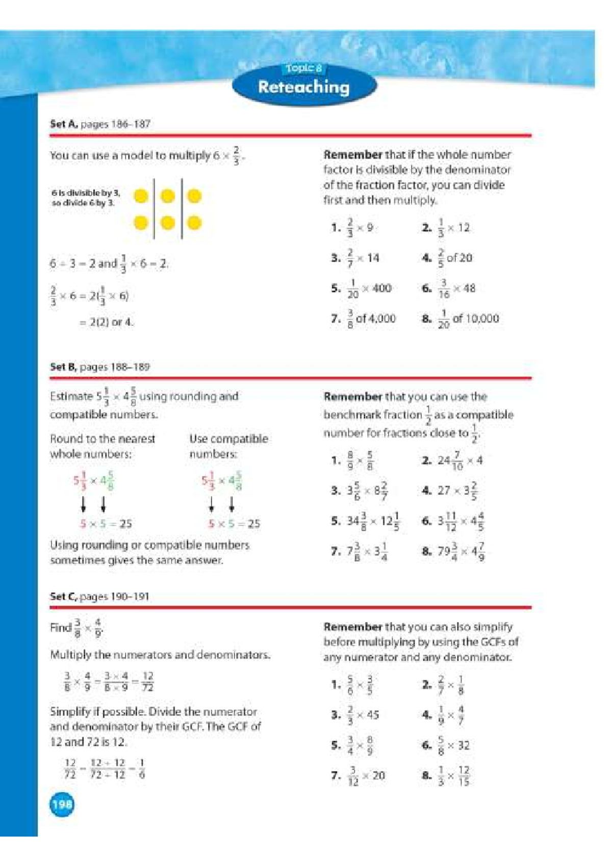 Structue Guidelines Mathematics - Tople 8 Reteaching Set A. pages You ...