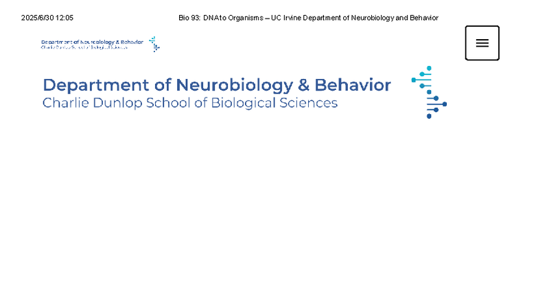 Bio 93: DNA to Organisms Syllabus - UC Irvine Neurobiology & Behavior ...