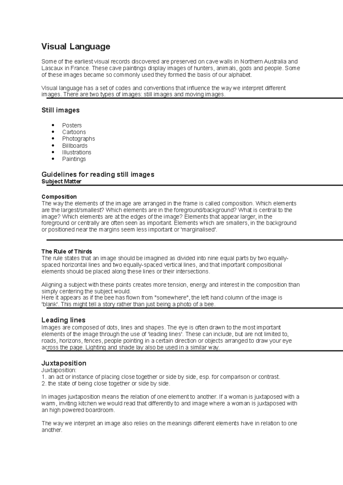 Visual Language: Understanding Key Codes & Conventions - Studocu