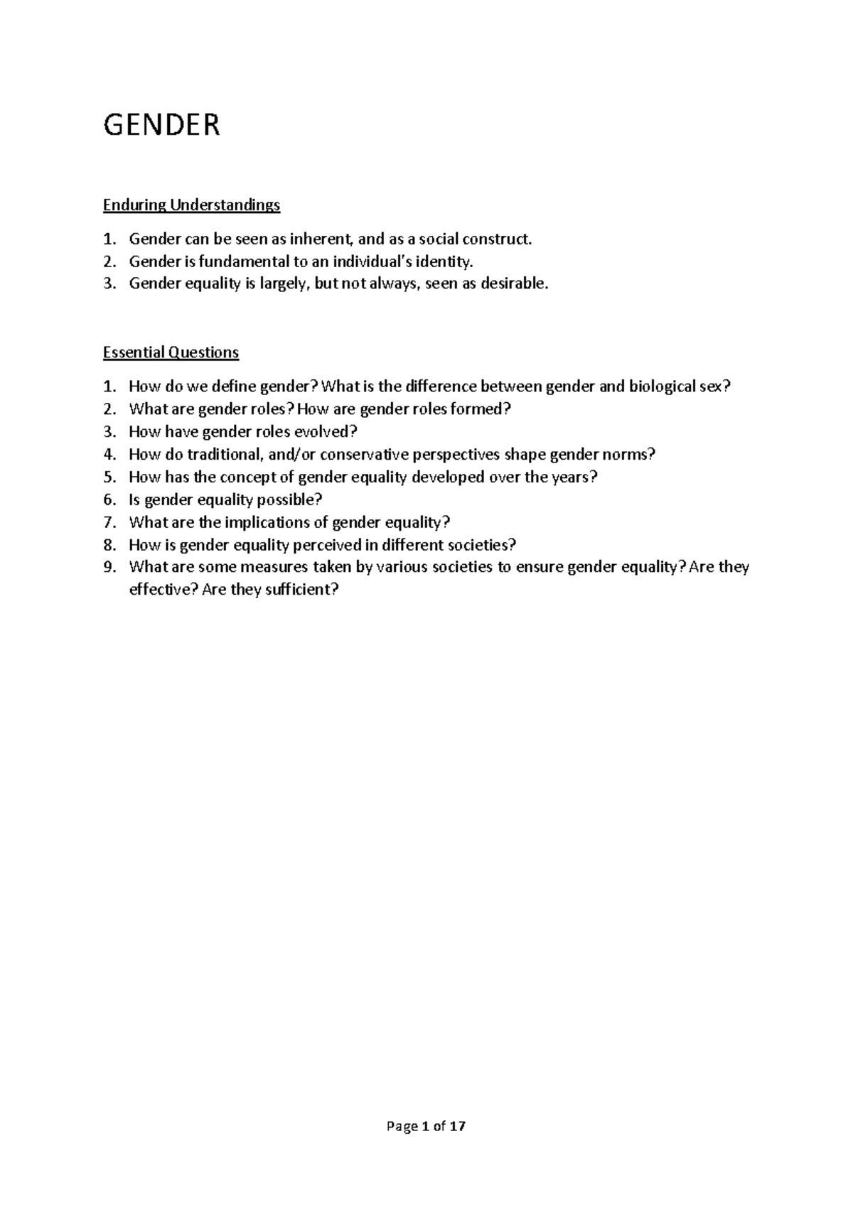2019 Gender Reading Package: Insights on Gender Constructs and Equality ...