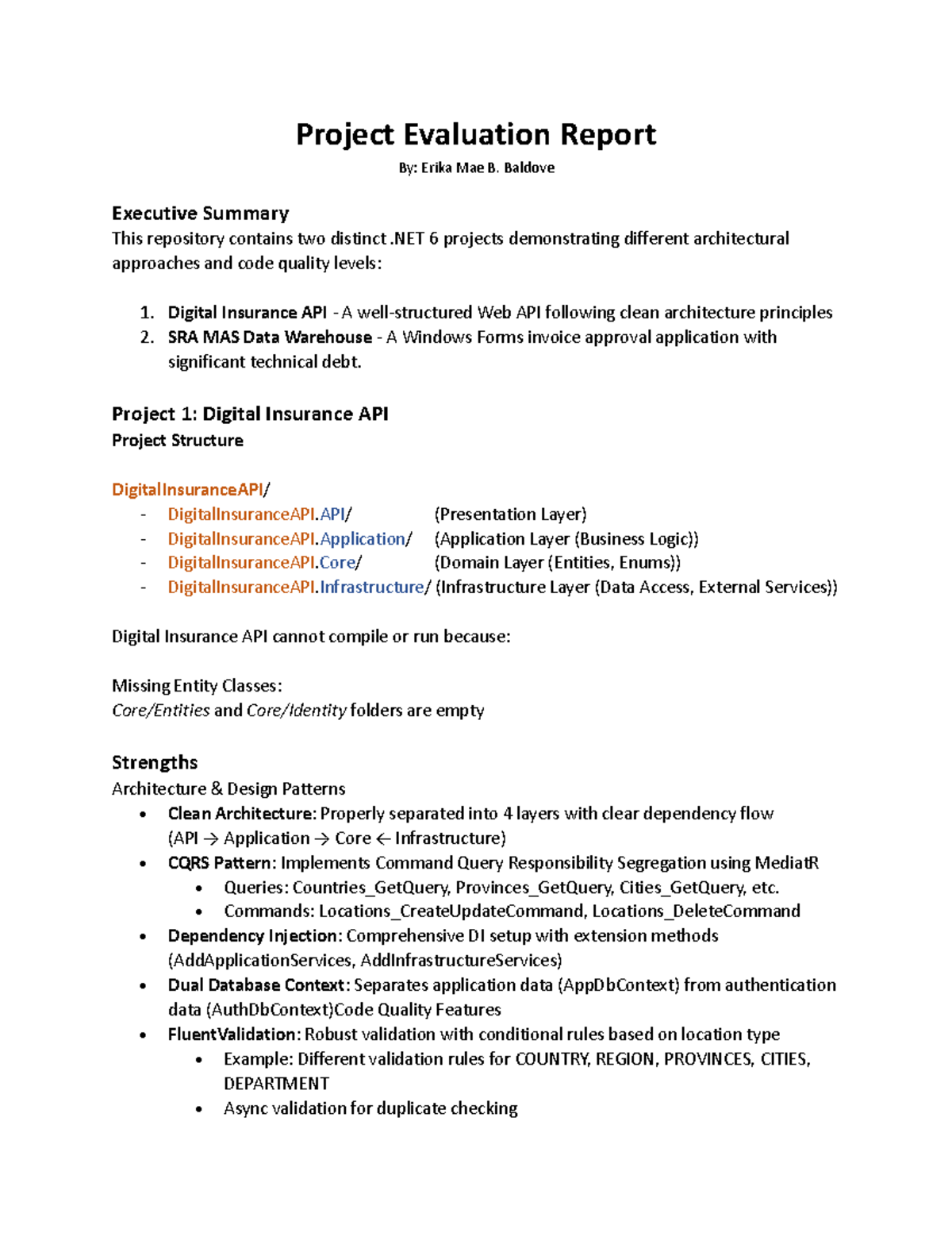 Project Evaluation Report: .NET 6 Architecture & Code Quality Analysis ...