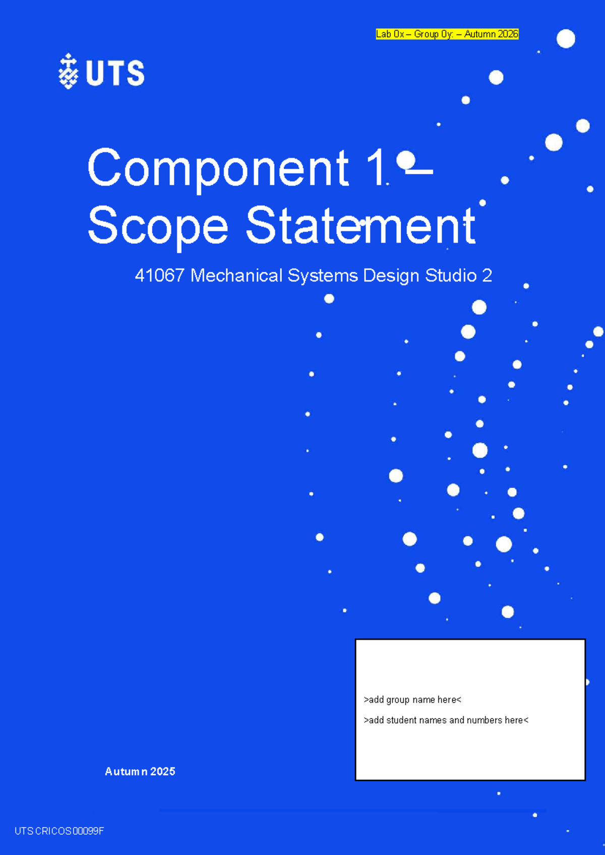 SD2 C1 - Autumn 2026 Lab 0x Group 0y Scope Statement - Studocu