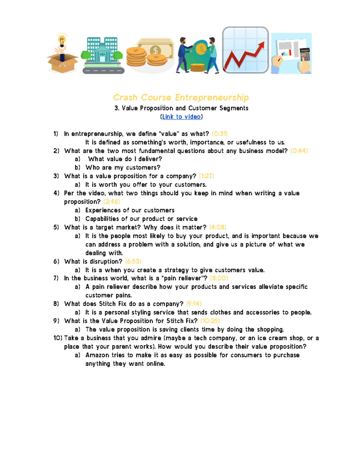 ENTR 101: Crash Course on Value Proposition & Customer Segments - Studocu