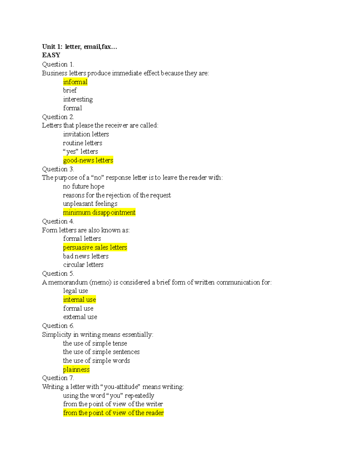 Unit 1 - Letter - Please let us know if this arrangement is ...