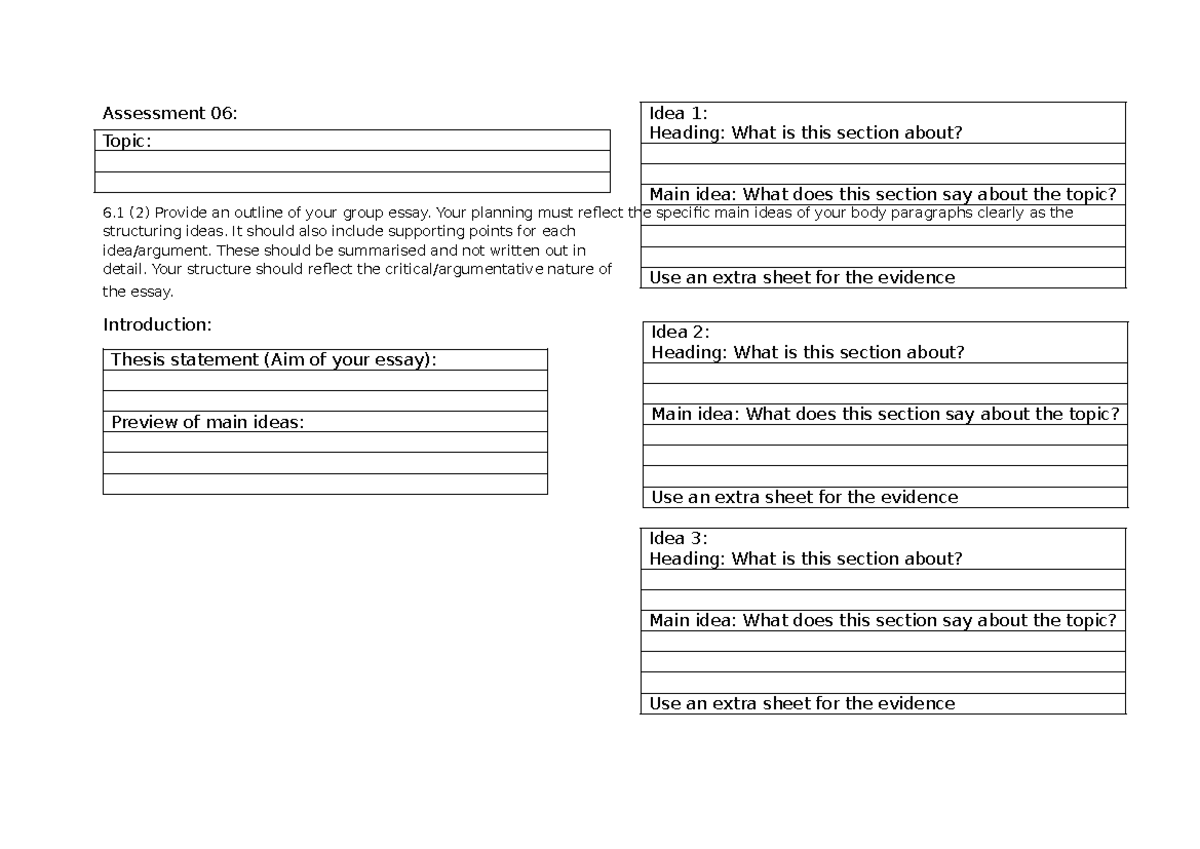 Assessment 06: Group Essay Planning Outline and Structure - Studocu