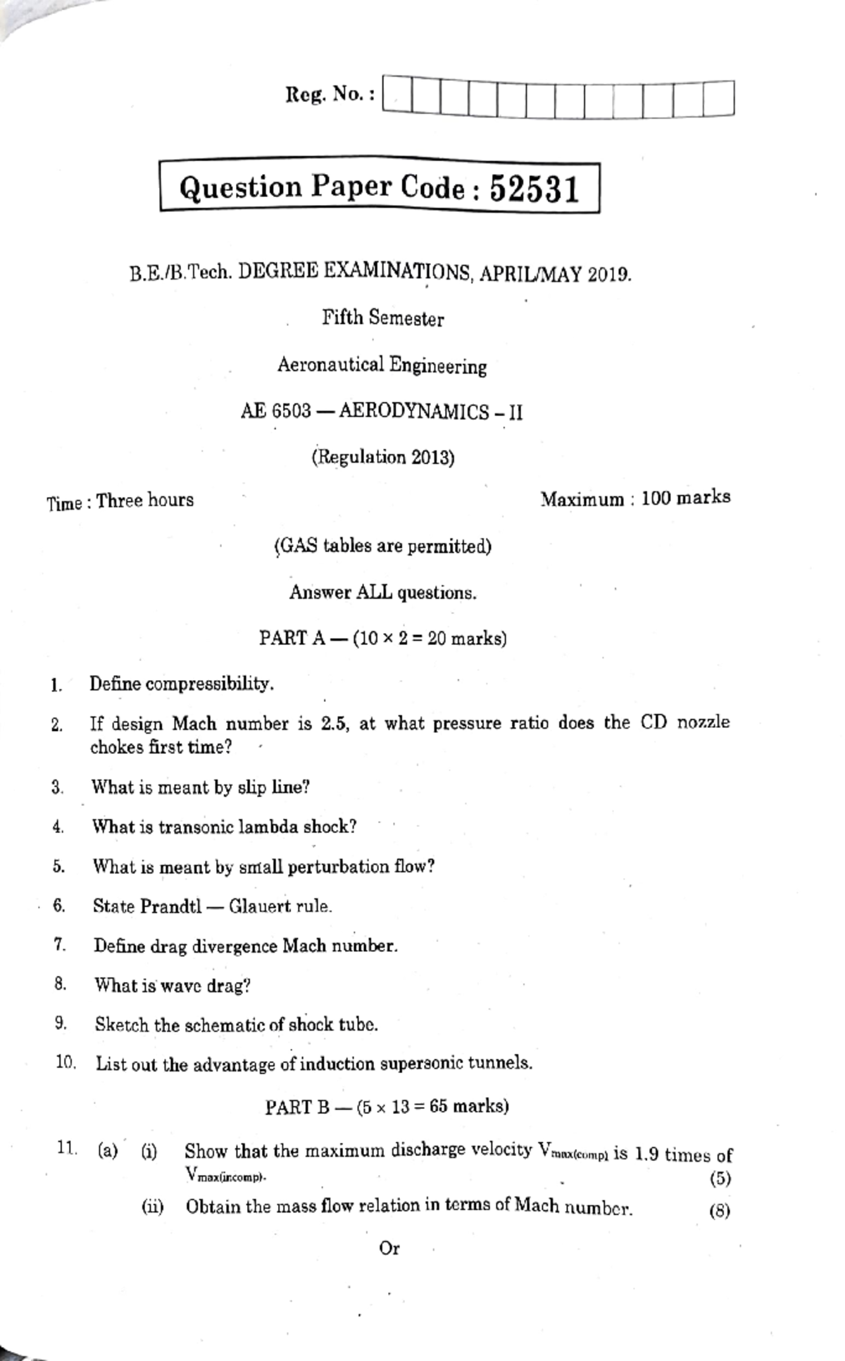 AE 6503 - AERODYNAMICS II Exam Questions & Solutions (Question Bank ...