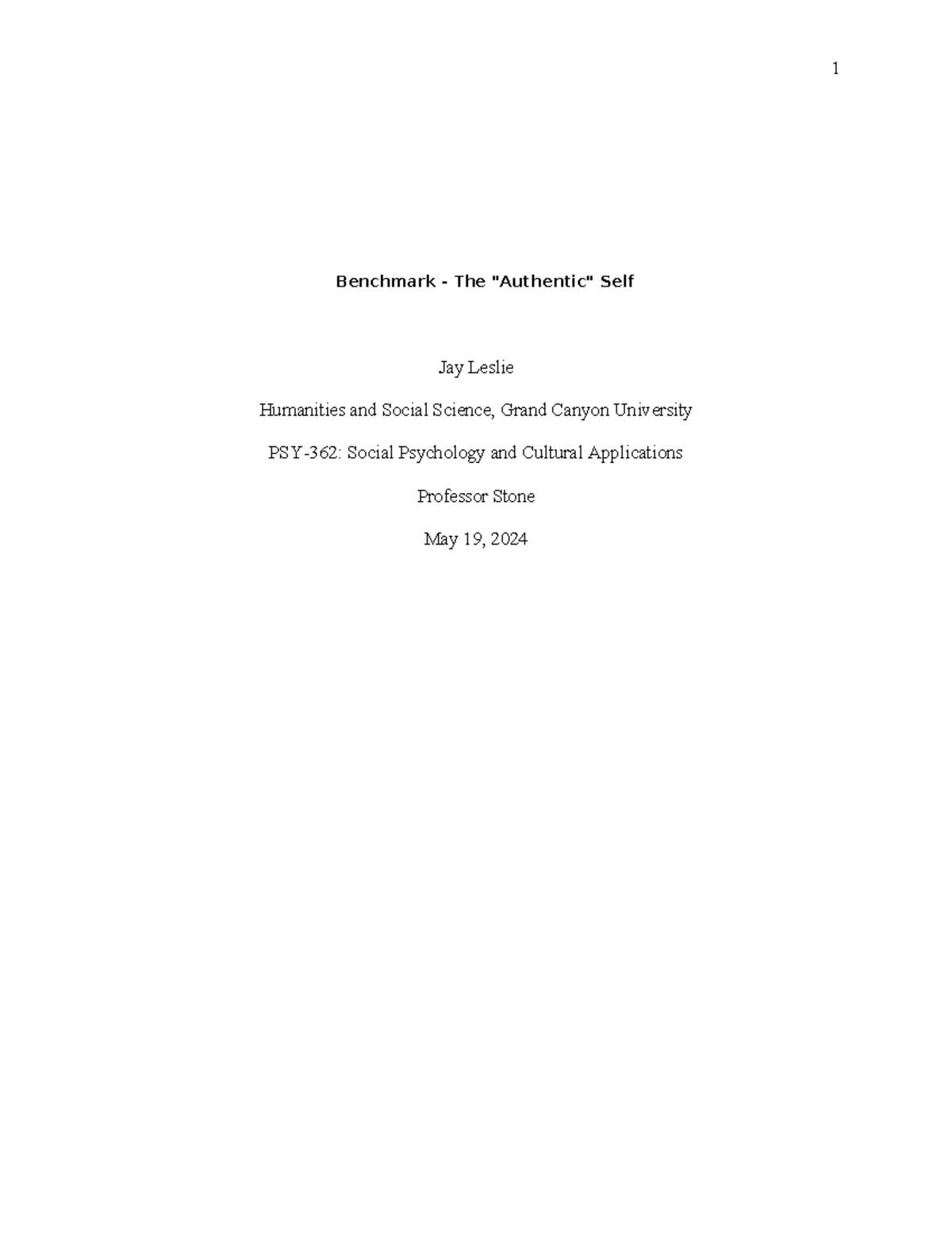 Benchmark- The "Athentic" Self - Benchmark - The "Authentic" Self Jay ...