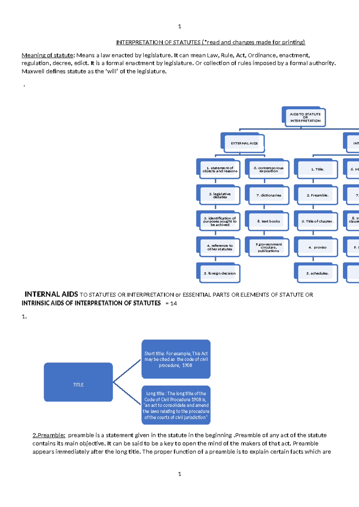 Interpretation OF Statutes Notes - INTERPRETATION OF STATUTES (*read ...