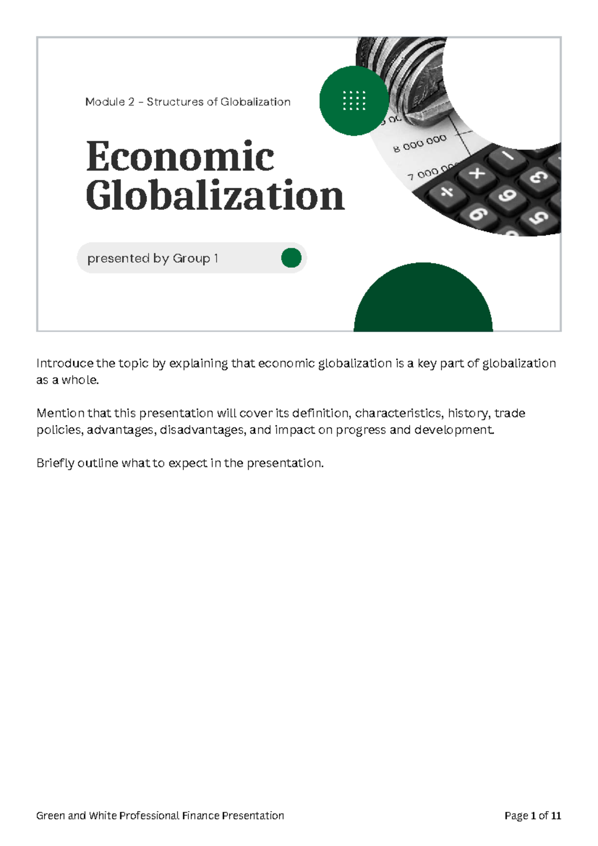 Economic Globalization: Key Concepts and Impacts - Module 2 Notes - Studocu