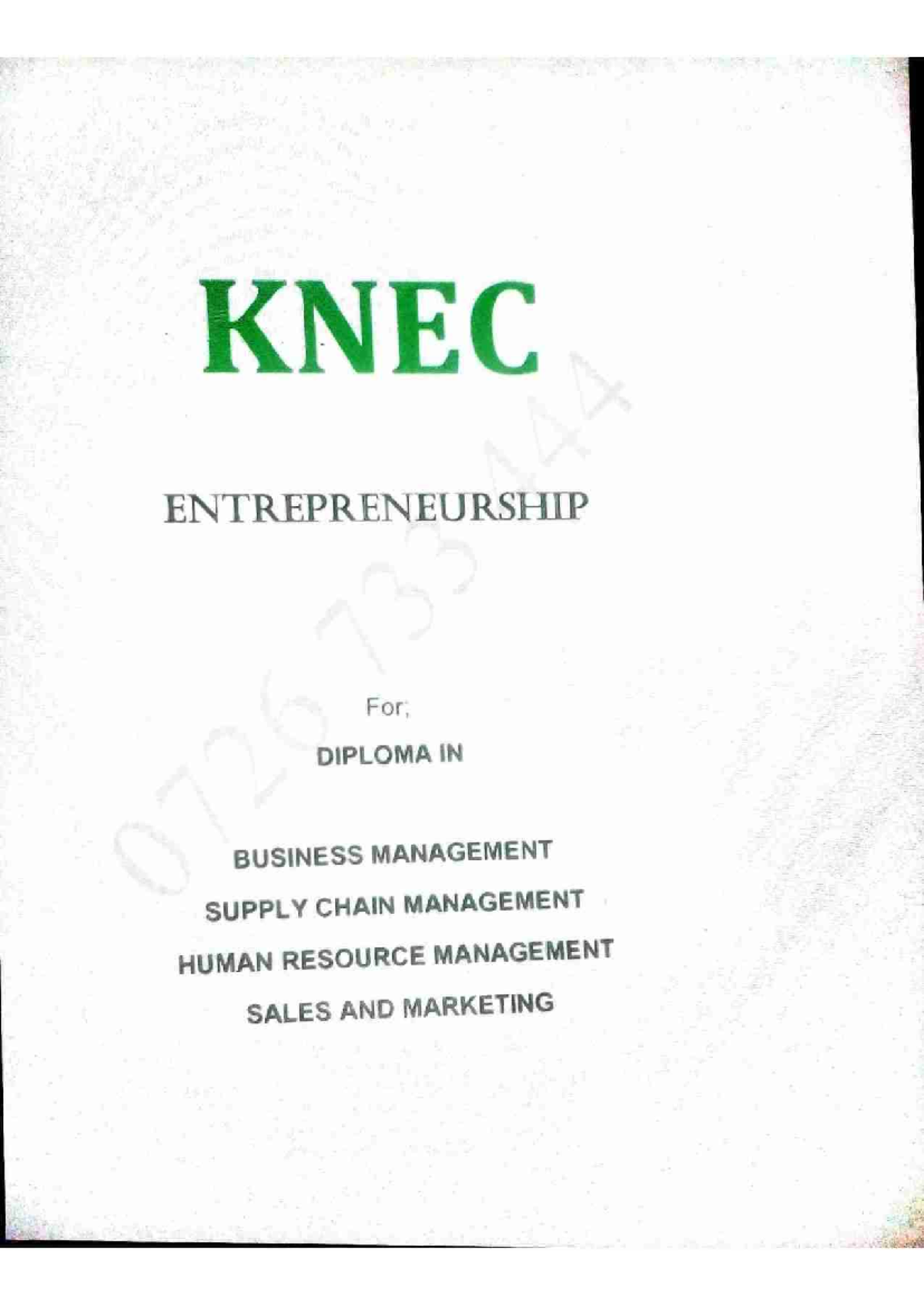 Entrepreneurship KNEC Notes for Exam Preparation - Studocu