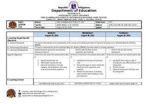 TLE - SMAW Grade 11 DLL Q1 WEEK 8 DAY 2 Cacho, JANE Roselle ...