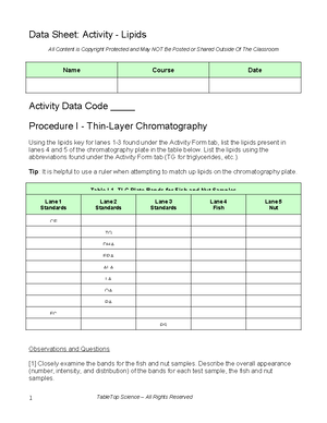 Activity-Form-Lipids - Data Sheet: Activity - Lipids All Content is ...