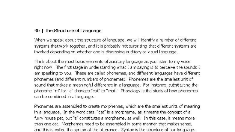 09b-transcript - Notes - 9b | The Structure of Language When we speak ...