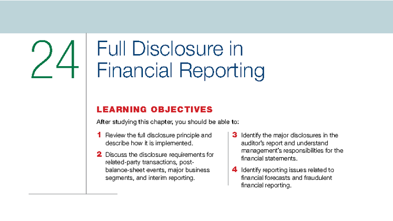 24 Full Disclosure in Financial Reporting: Key Concepts and Issues ...