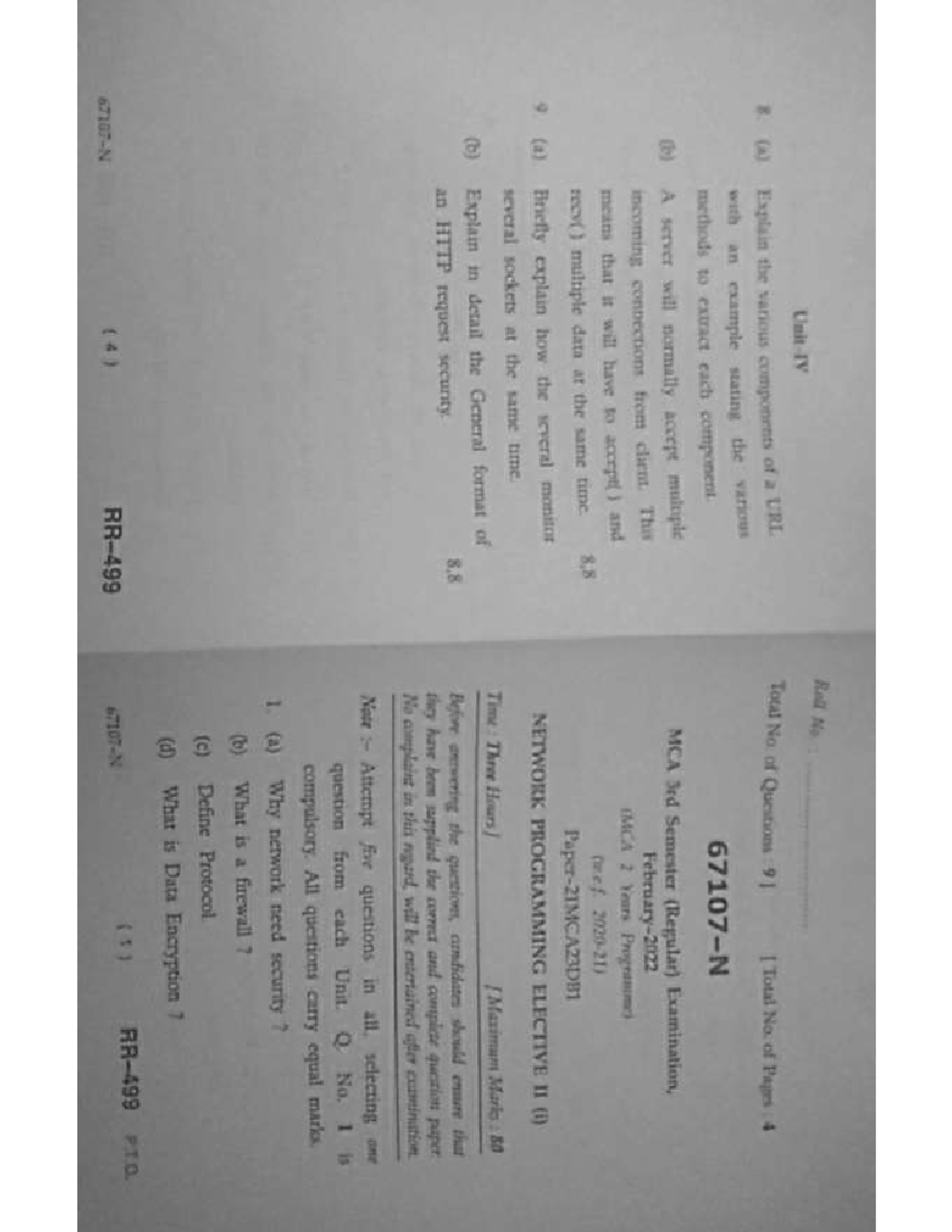 2022-MCA-3rd-SEM-Network Programming-Elective II Exam Notes - Studocu