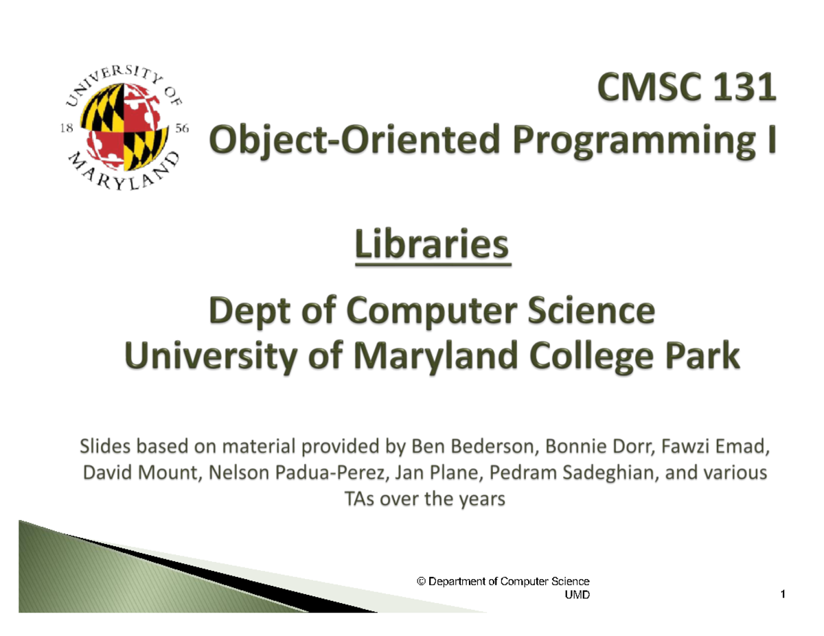 Java Packages and Libraries: Essential Routines for CS UMD - Studocu