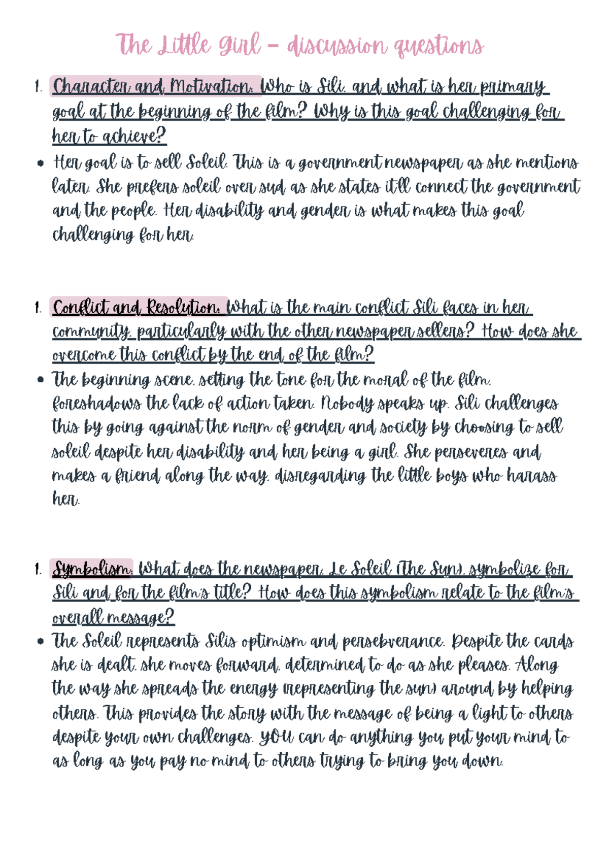 Character Analysis and Themes in "The Little Girl" Film - Discussion ...