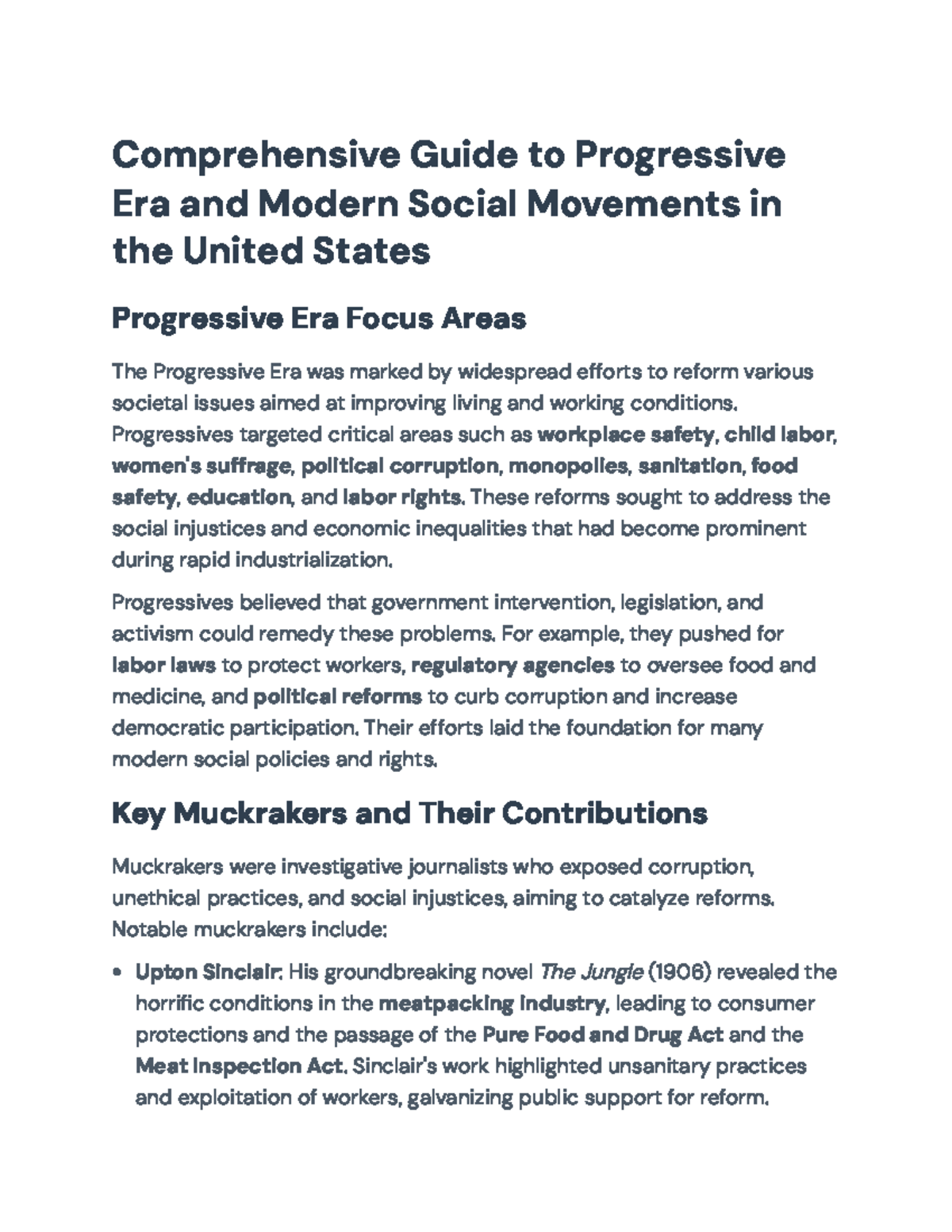 Comprehensive Guide to US Social Movements: Progressive Era to Present ...