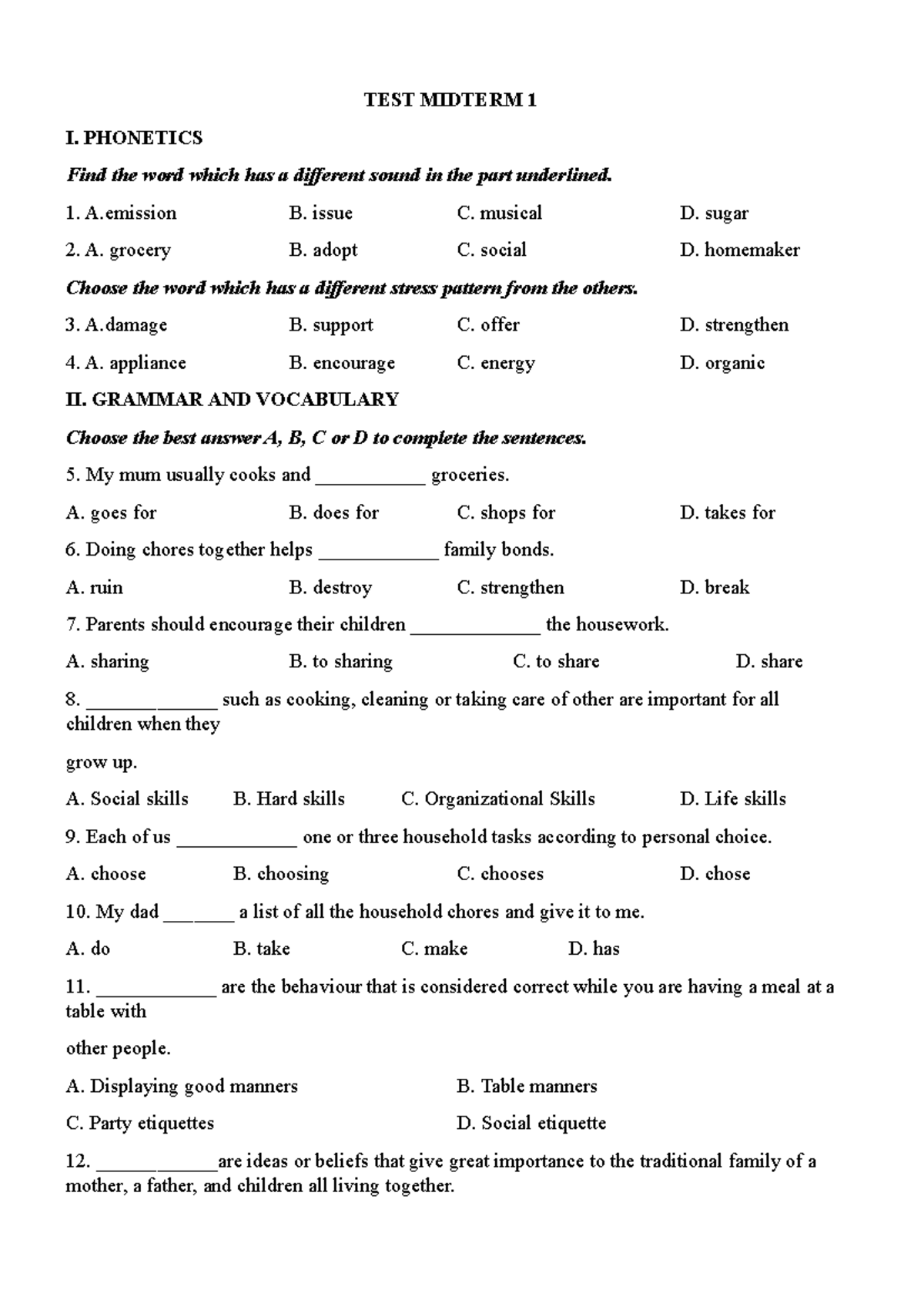 Midterm Exam 1: Phonetics and Grammar Practice - ENG 10 - Studocu