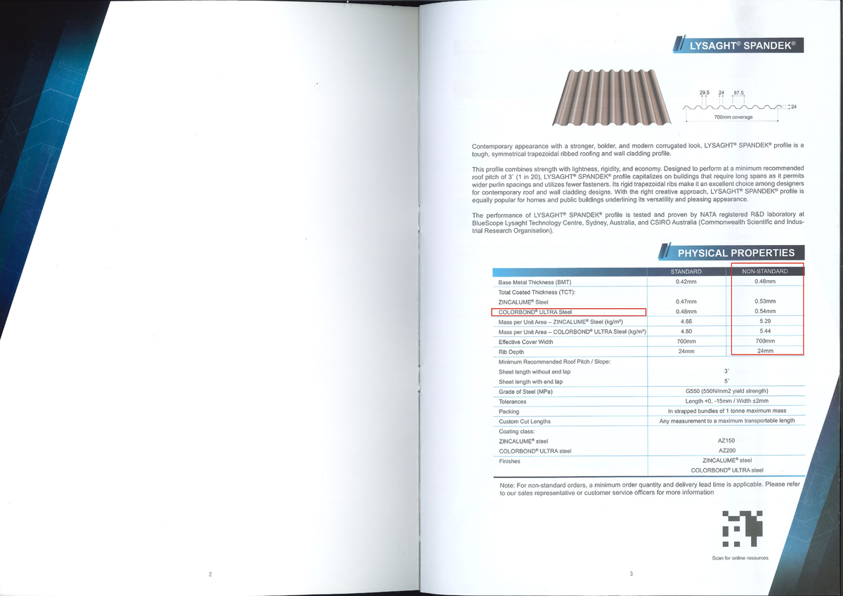 LYSAGHT Spandek: Architectural Application & Performance Details - Studocu