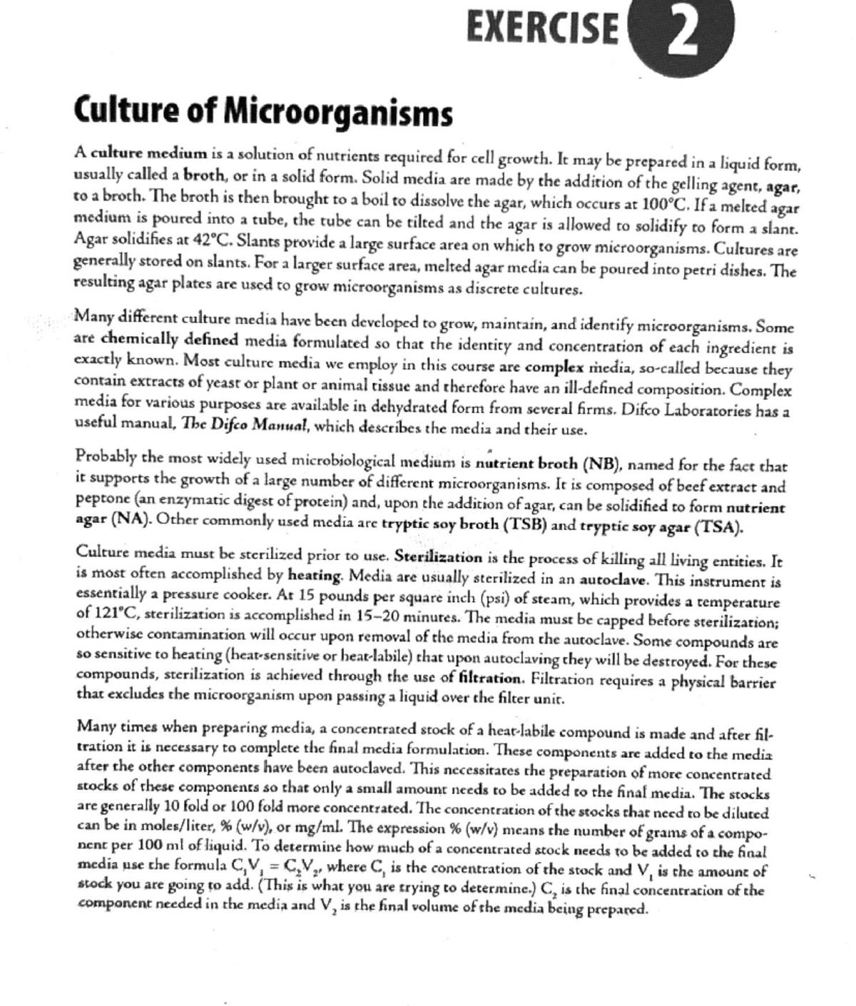 Bio 306 Lab 2: Procedures for Microorganism Culture Preparation - Studocu