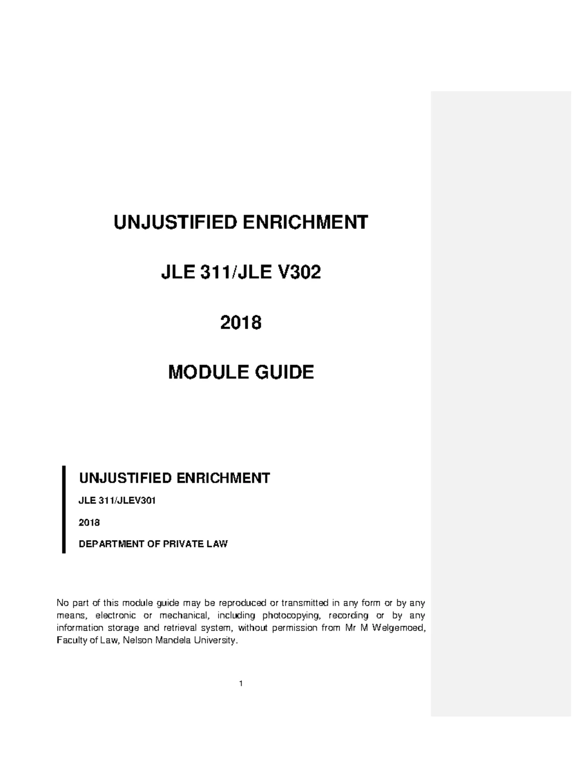 Notes - unjustified enrichment summarized notes - What is unjustified ...