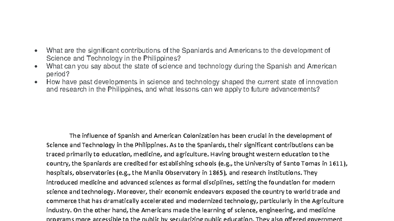 STS REQ Mayans - Contributions of Spaniards & Americans to PH Science ...