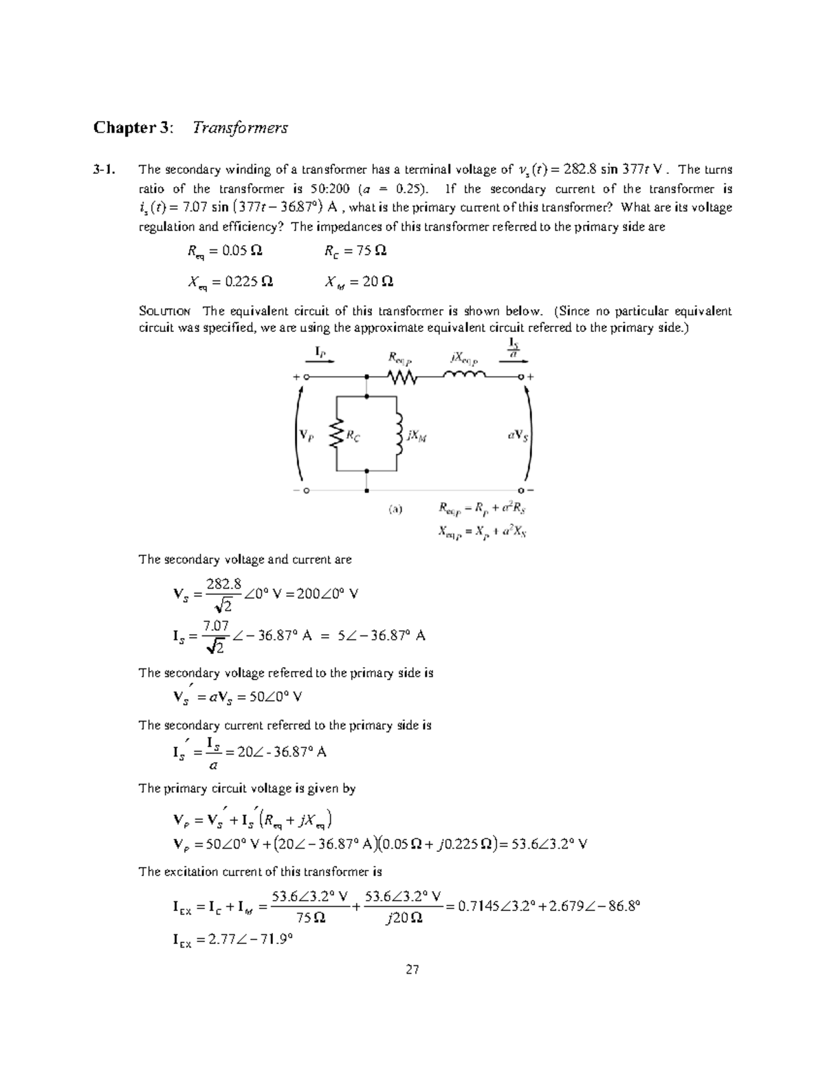 Transformers Analysis and Solutions for ELEC301 Course Code - Studocu