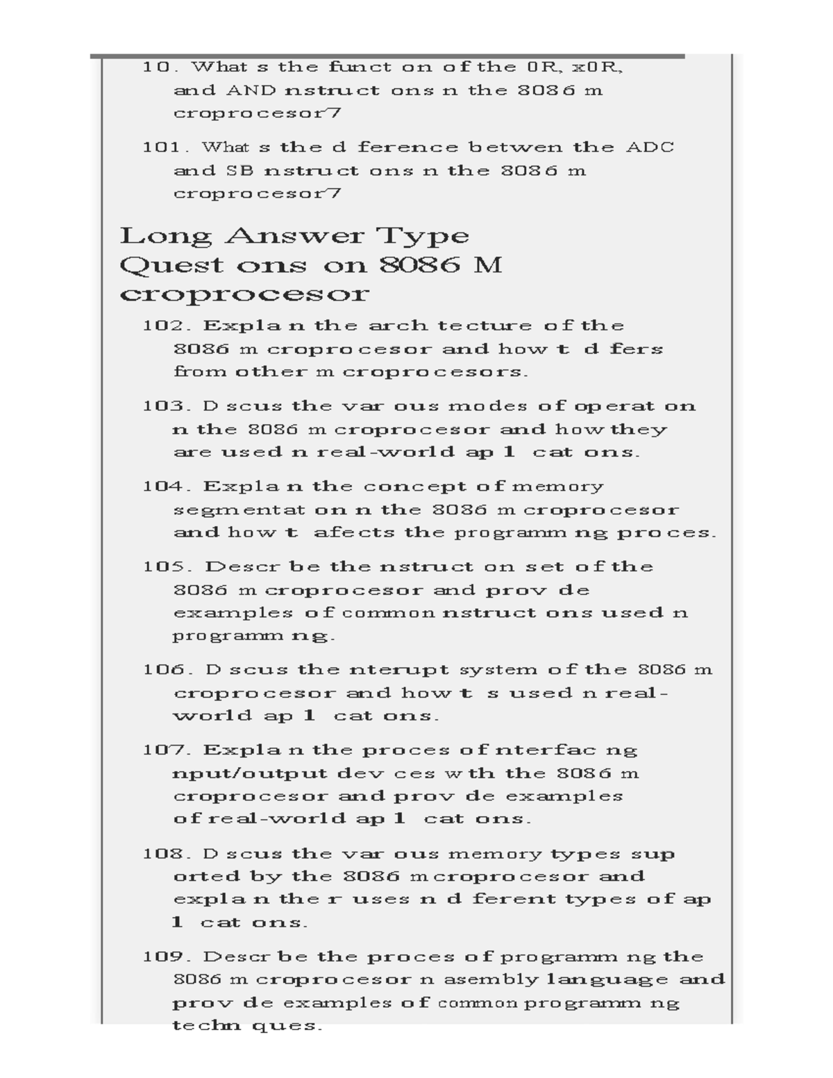 8086 Question Bank: Comprehensive Study Guide for Microprocessor ...