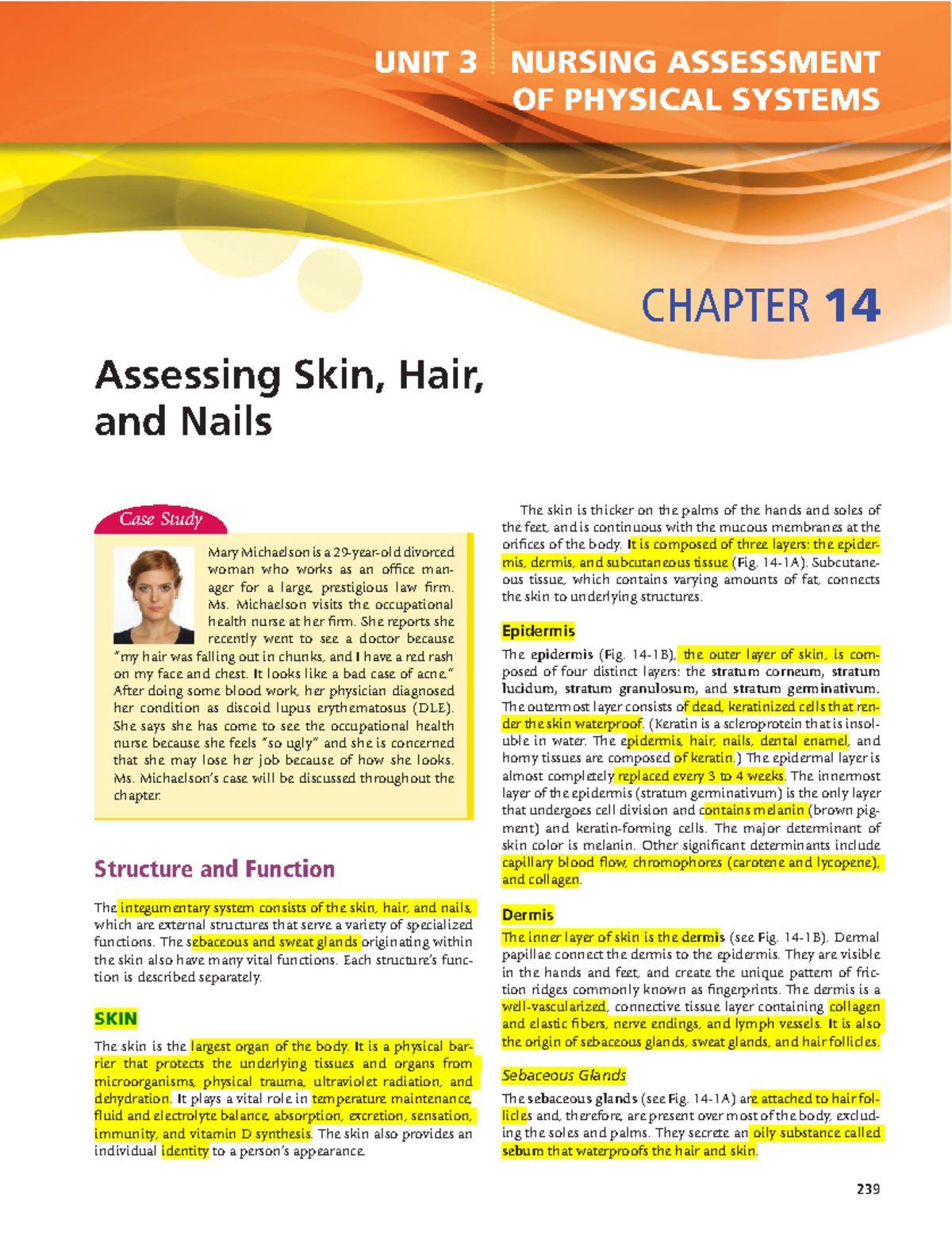 SKIN Assessment - pharmacology material - 239 UNIT 3 NURSING ASSESSMENT ...