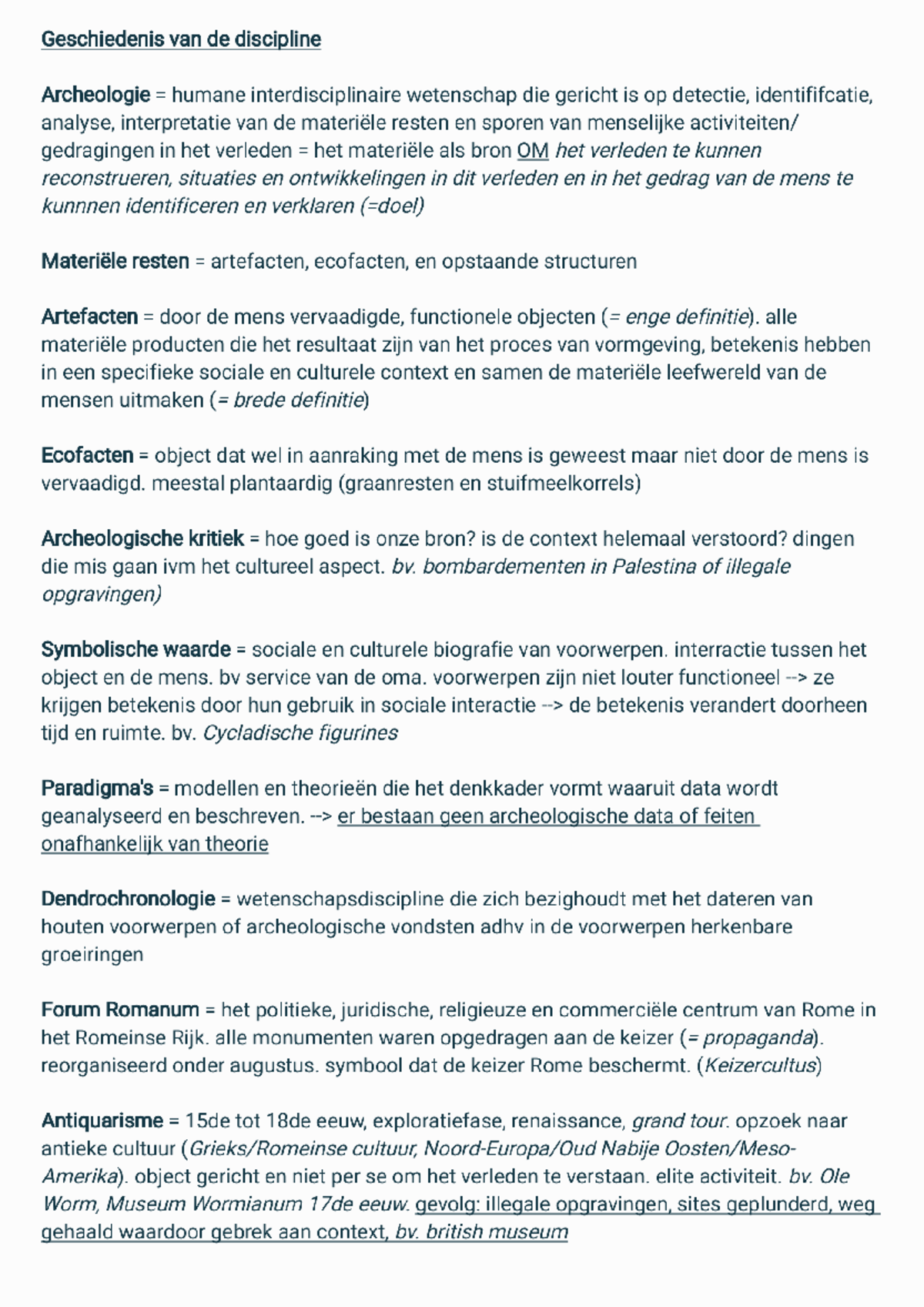 Begrippenlijst Geschiedenis van de Discipline Archeologie (HIS101 ...