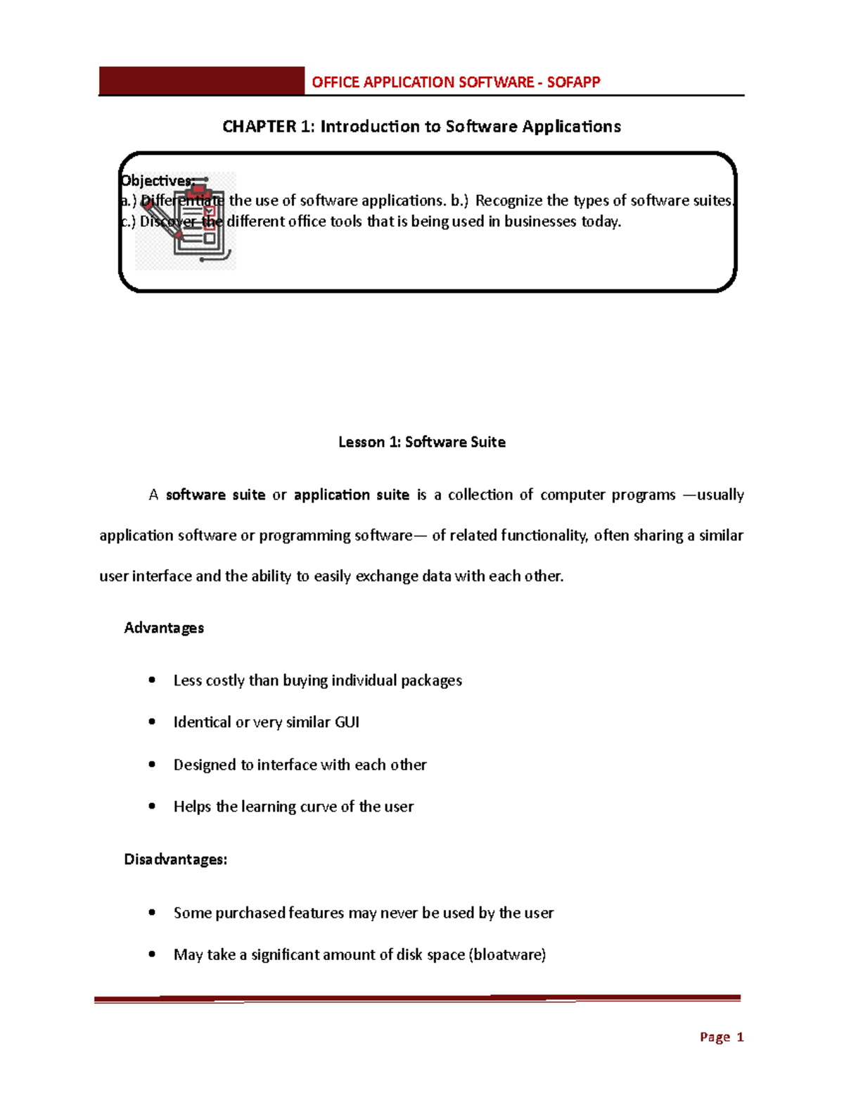 Sofapp - Chapter 1: Intro to Office Application Software - Studocu