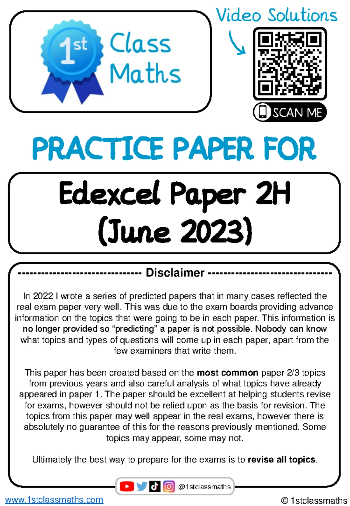 Edexcel Higher Maths Paper 2 Key Topics for Revision - Studocu