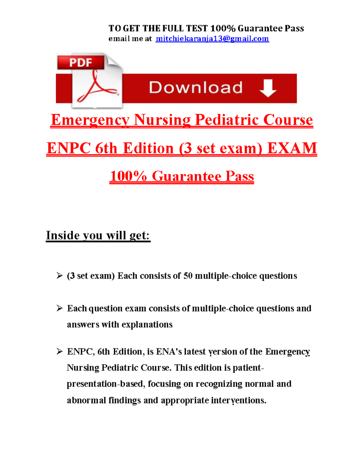Emergencỵ nursing pediatric course ENPC 6th edition exam set 1 ...