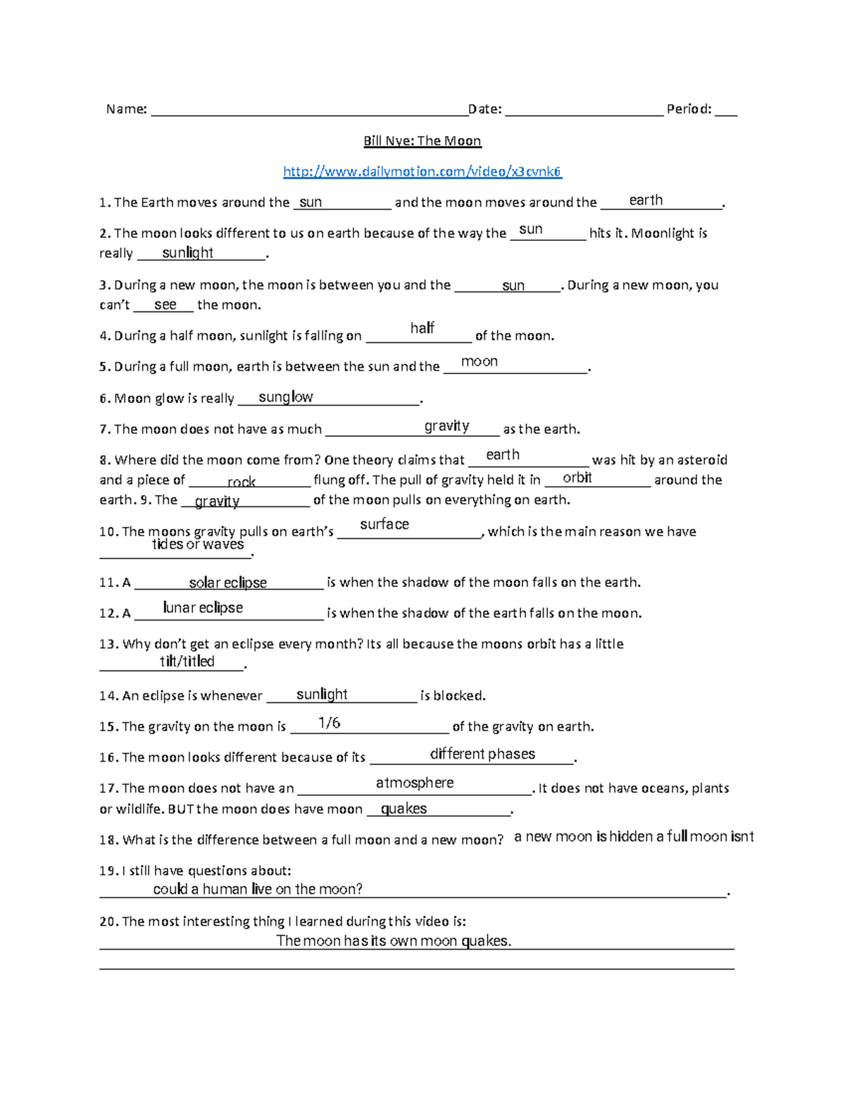Bill Nye Worksheet Over 200 Free Student Video Worksheets For Bill Nye