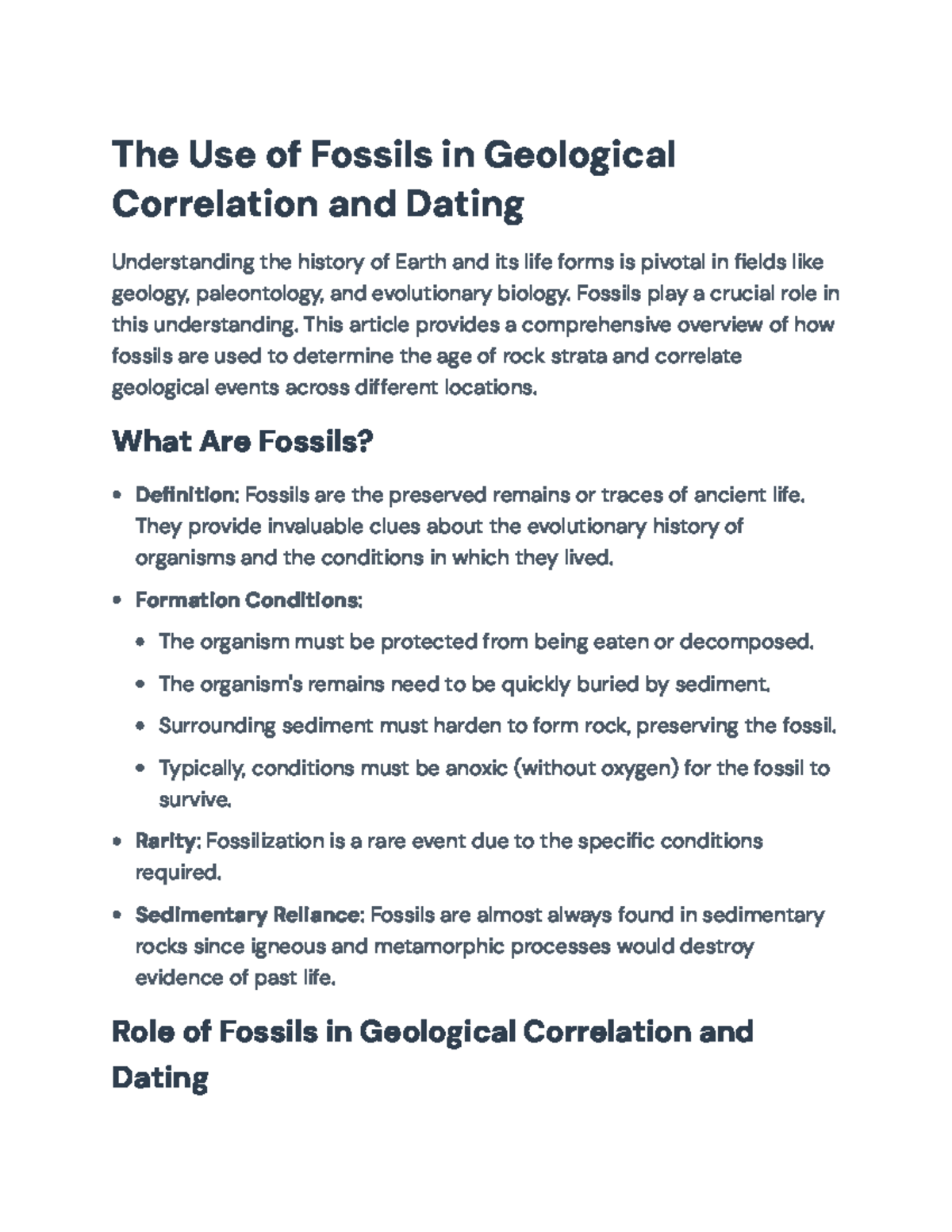 Fossils in Geological Dating and Correlation: Insights for GEOL 101 ...