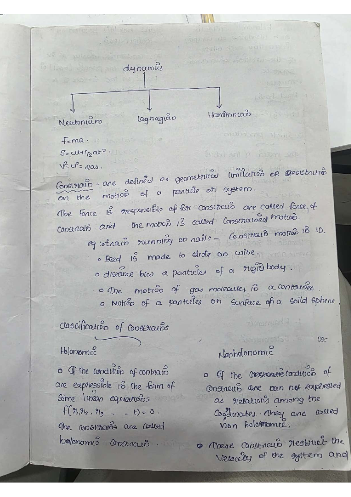 Lecture Notes on Constraints and Centralized Coordinates - Studocu