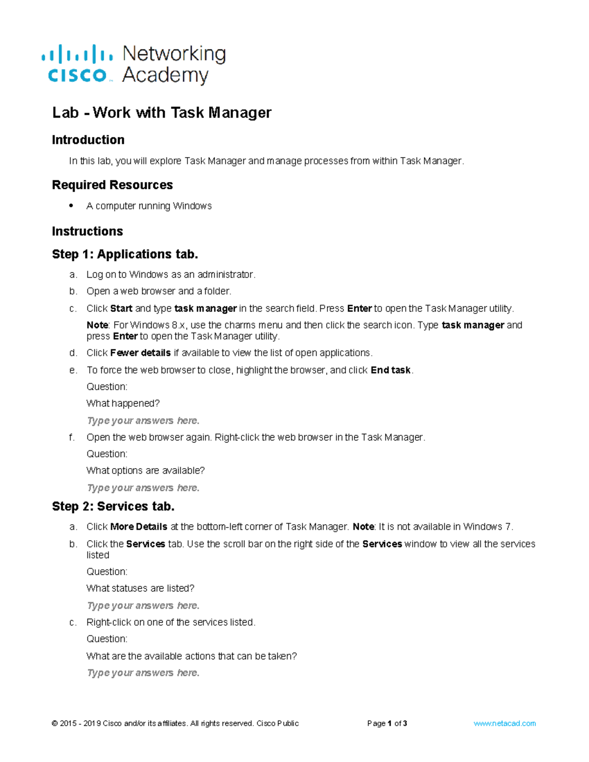 11.1.3.4 Lab - Exploring Task Manager Functions and Processes - Studocu