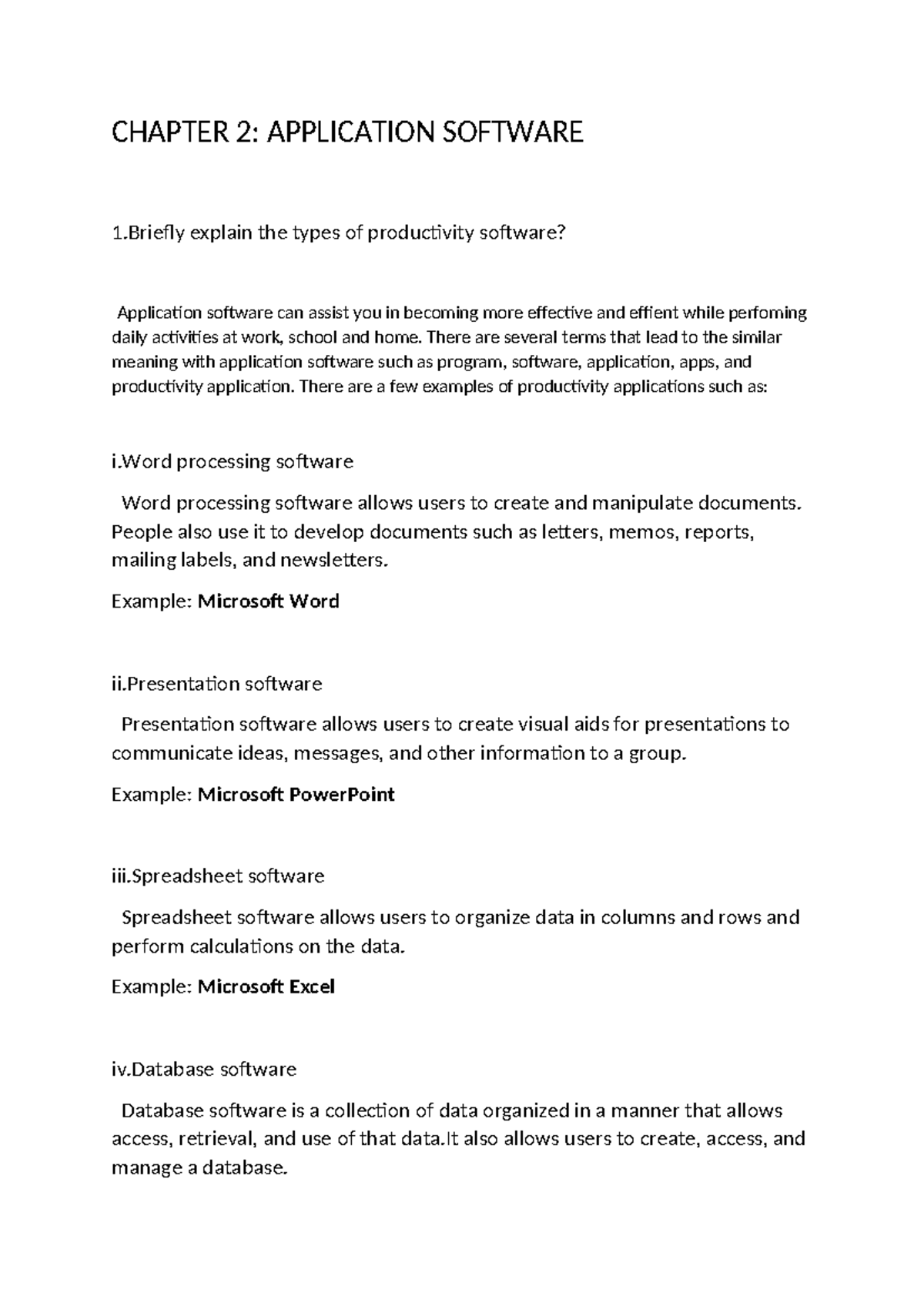 CHAPTER 2: APPLICATION SOFTWARE - Types of Productivity Tools - Studocu