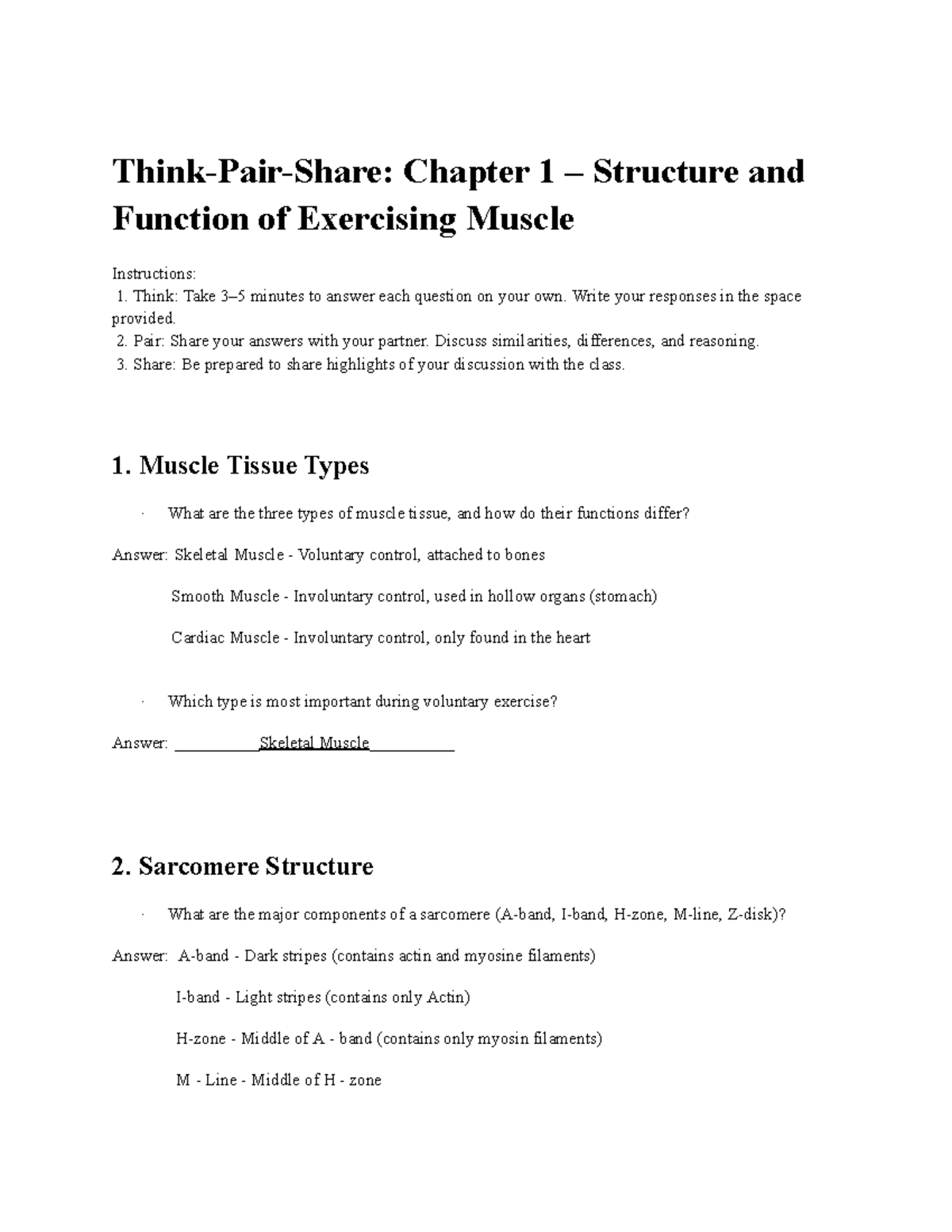 Chapter 1: Structure & Function of Exercising Muscle - Study Notes ...