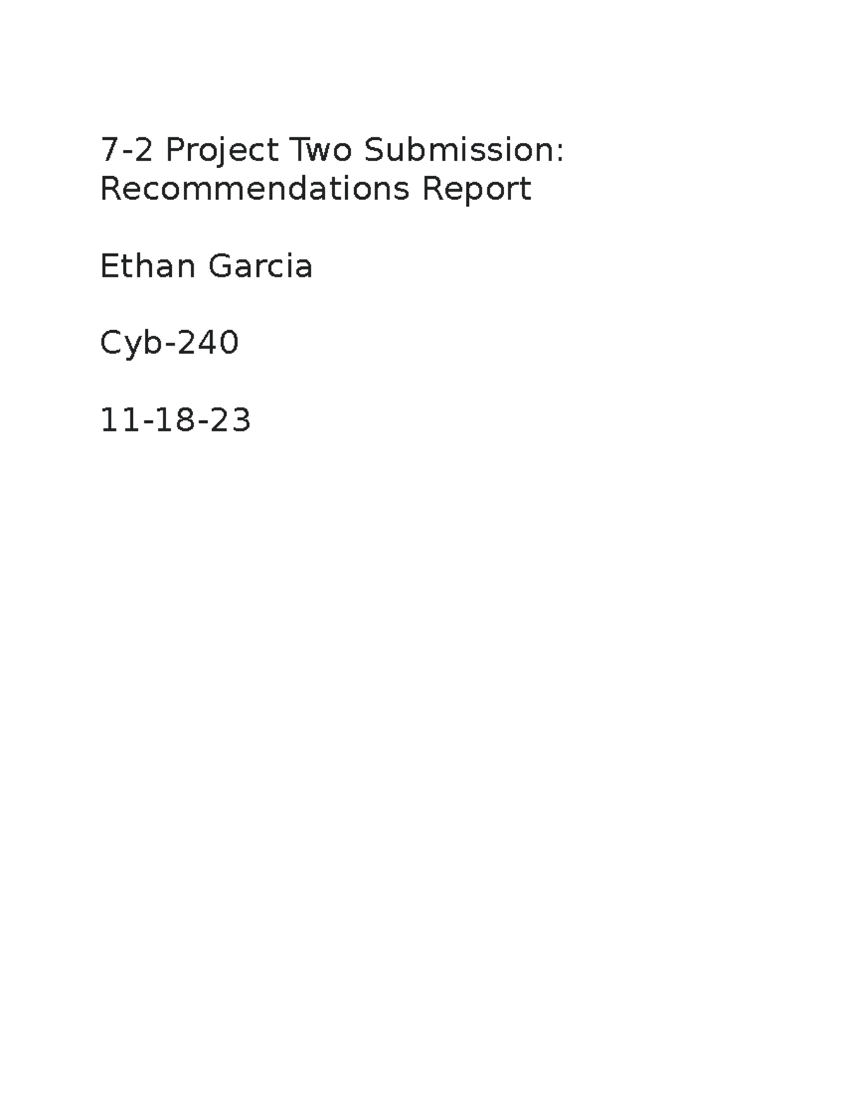 Cyb-7-2 Project Two Submission: Security Recommendations Report - Studocu
