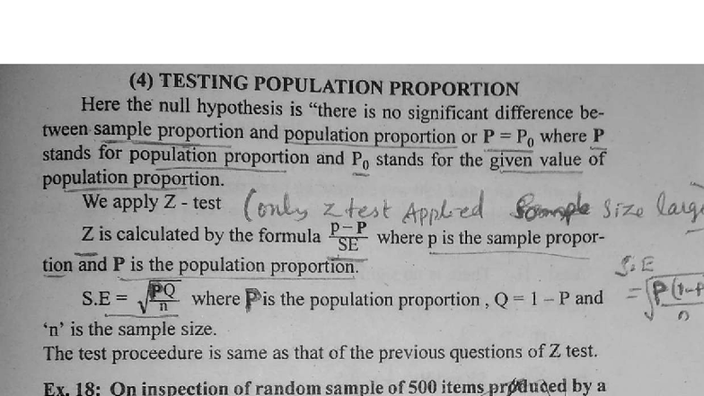 (4) TESTING POPULATION PROPORTION & EQUALITY OF TWO PROPORTIONS - Studocu