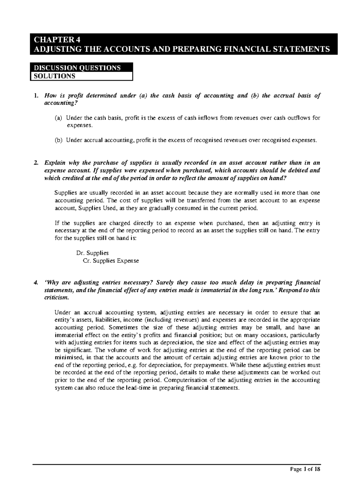 1. ACCY123 Week 4 Tutorial Solutions: Adjusting Accounts & Financial Statements - Studocu
