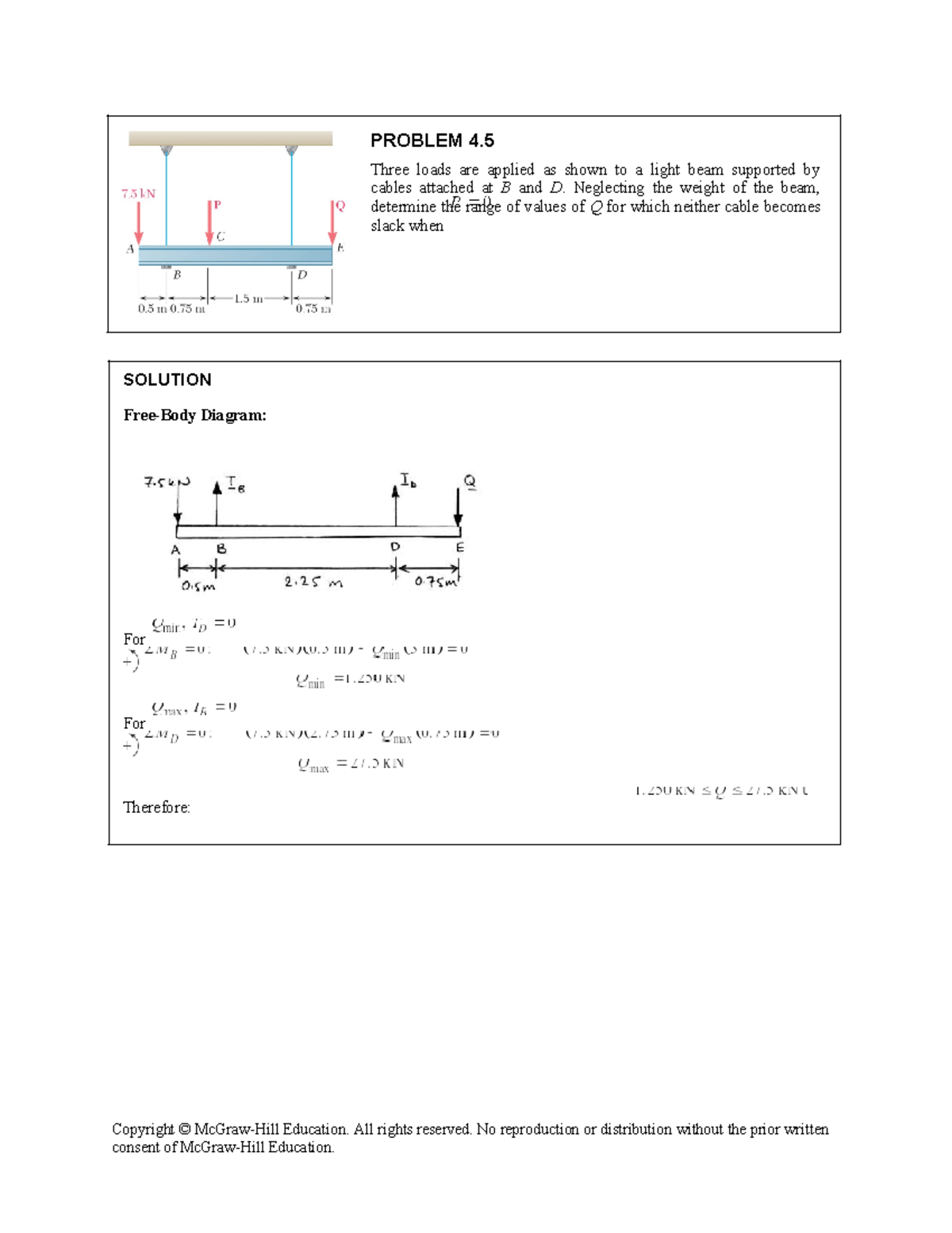 Soln04005 - statics - Basic statistics - PROBLEM 4. Three loads are ...