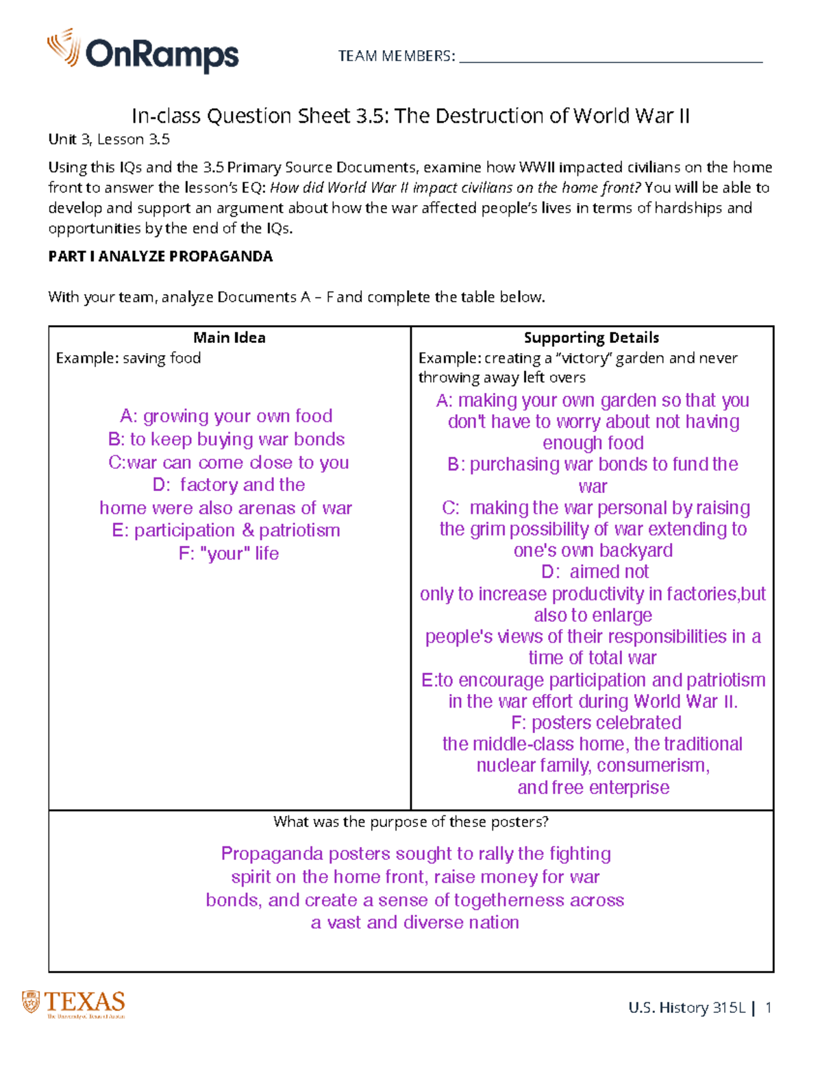 U.S. History 315L Unit 3, Lesson 3.5 - Impact of WWII on Civilians ...